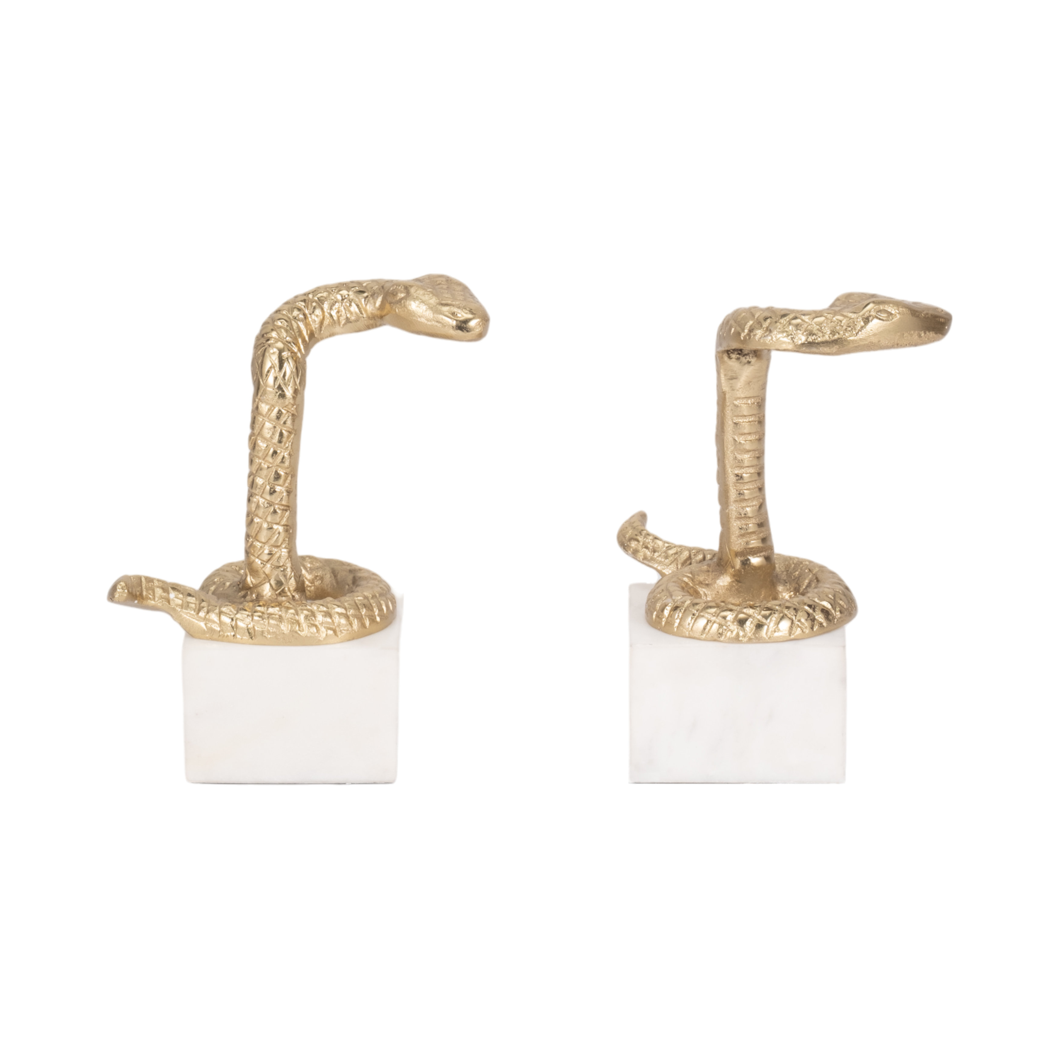 House of Hampton® Gold Snake Bookends - Chic Aluminum & Marble, 7-Inch ...