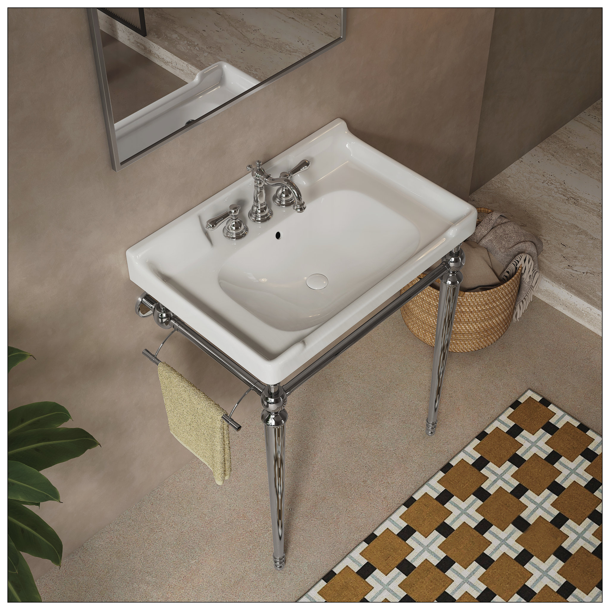 Red Barrel Studio® 28" Bathroom Wall-Mounted Ceramic Vanity Basin with ...
