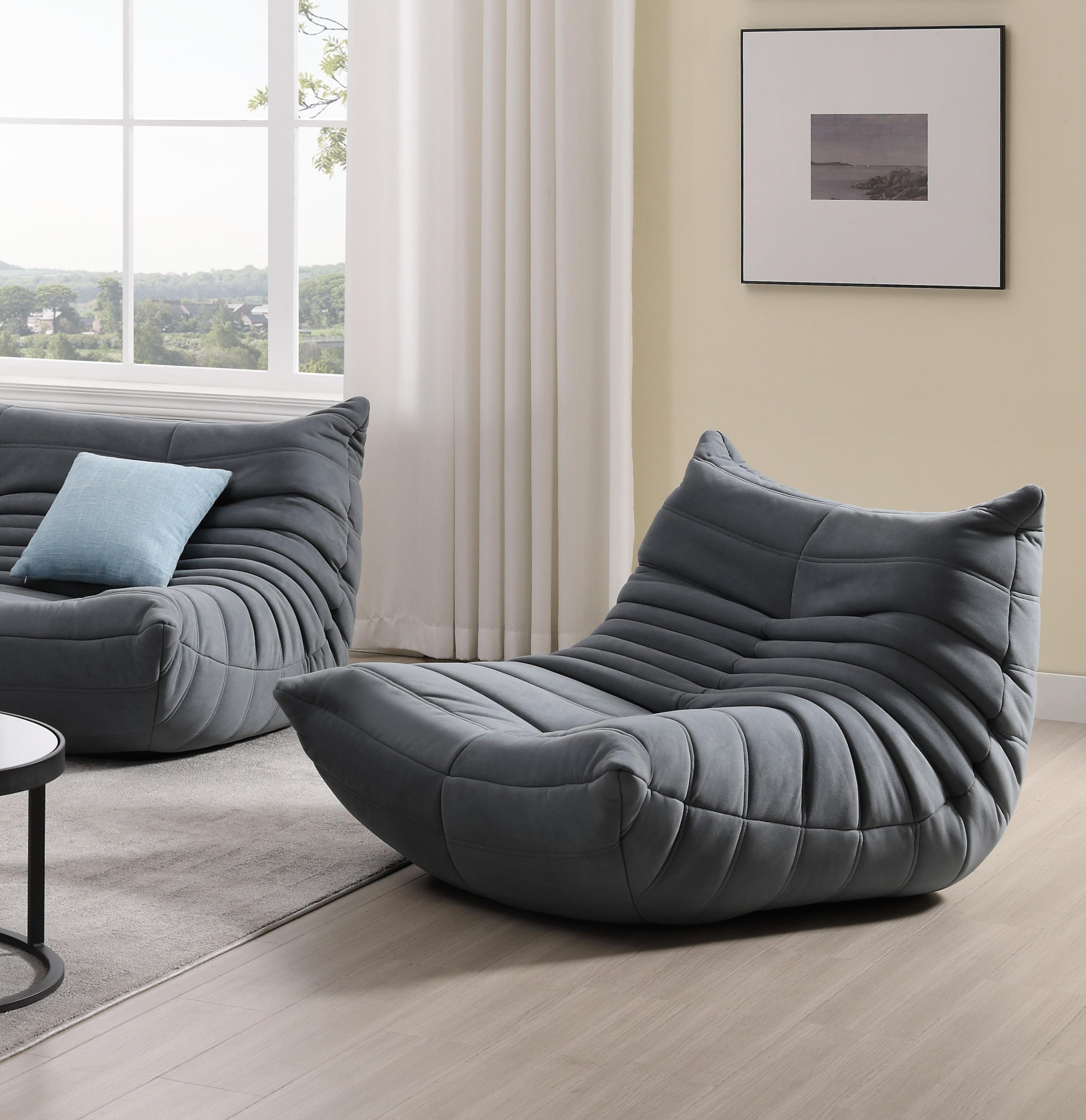 Trule Liora 33" W Modern Gray Crushed Velvet Lounge Chair - Wrinkle ...