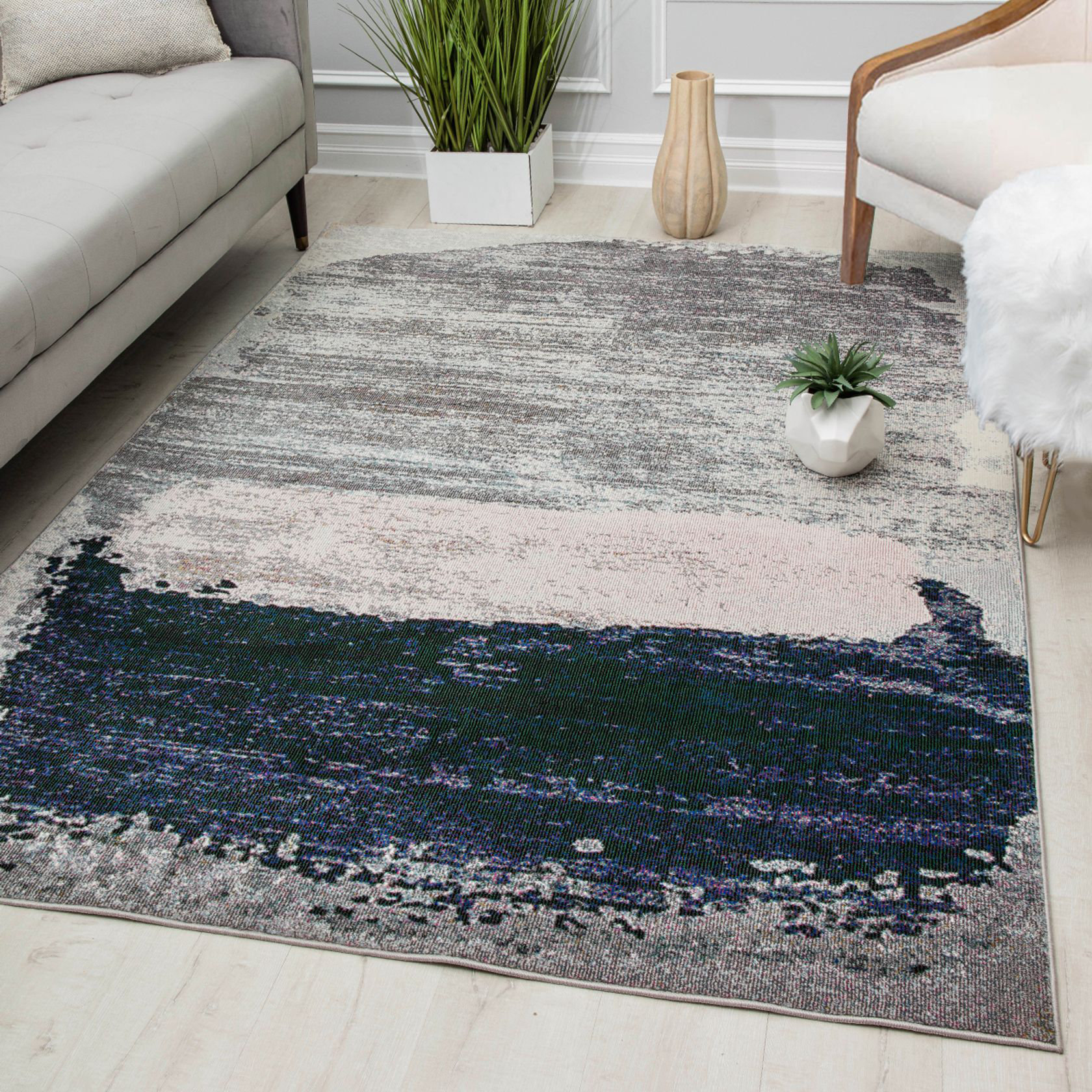 CosmoLiving by Cosmopolitan Malina Contemporary Silver Satin Area Rug ...