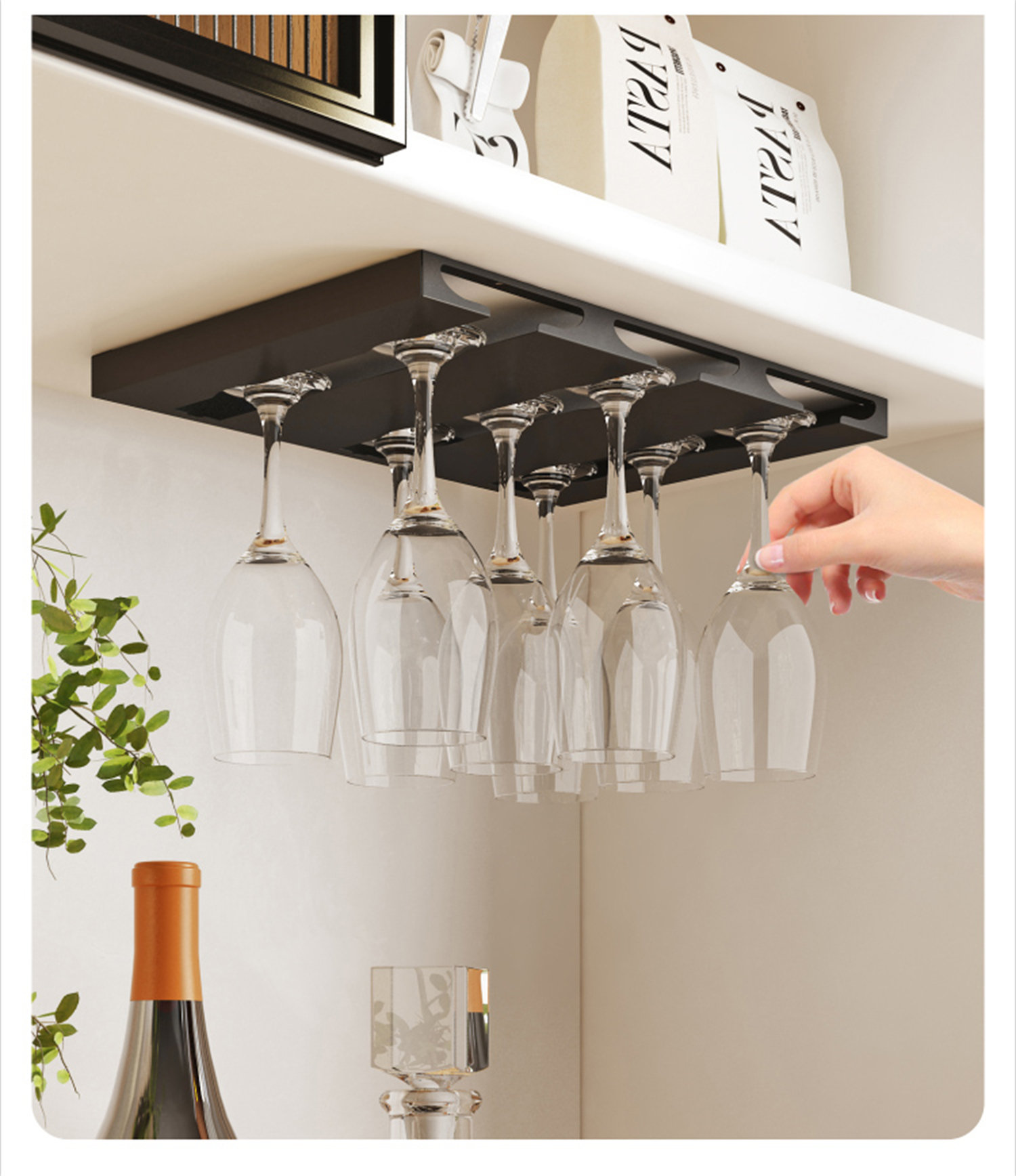 Latitude Run® Neider Wall Mounted Wine Glass Rack Black | Wayfair
