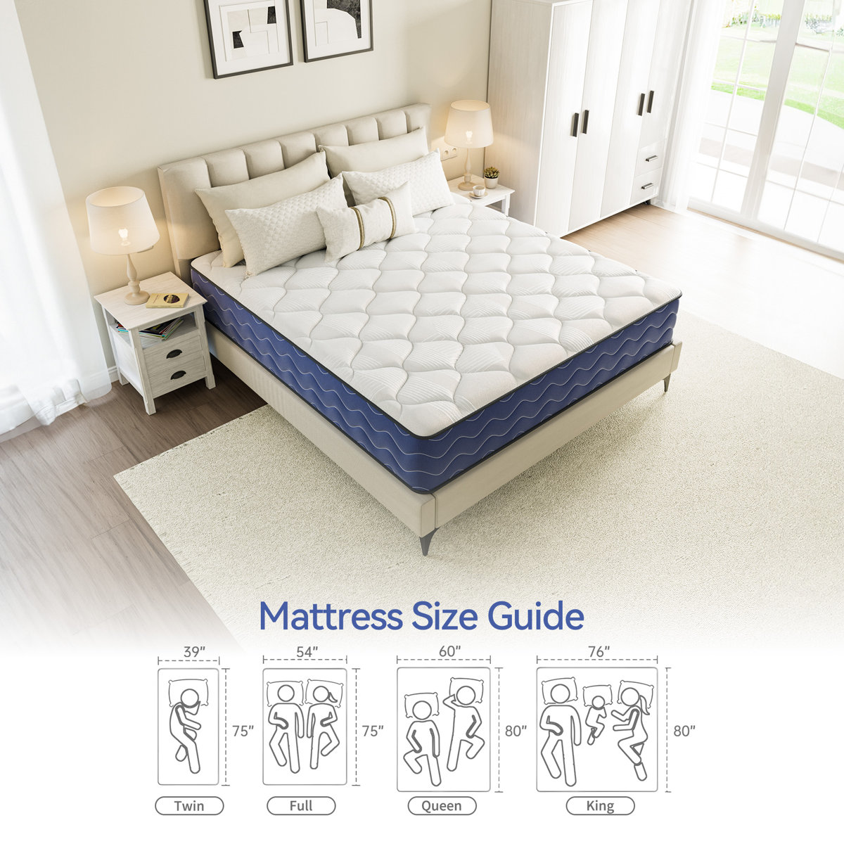 Alwyn Home Cool 8“ /10”/12” Firm Gel Memory Foam Pocket Spring Hybrid ...