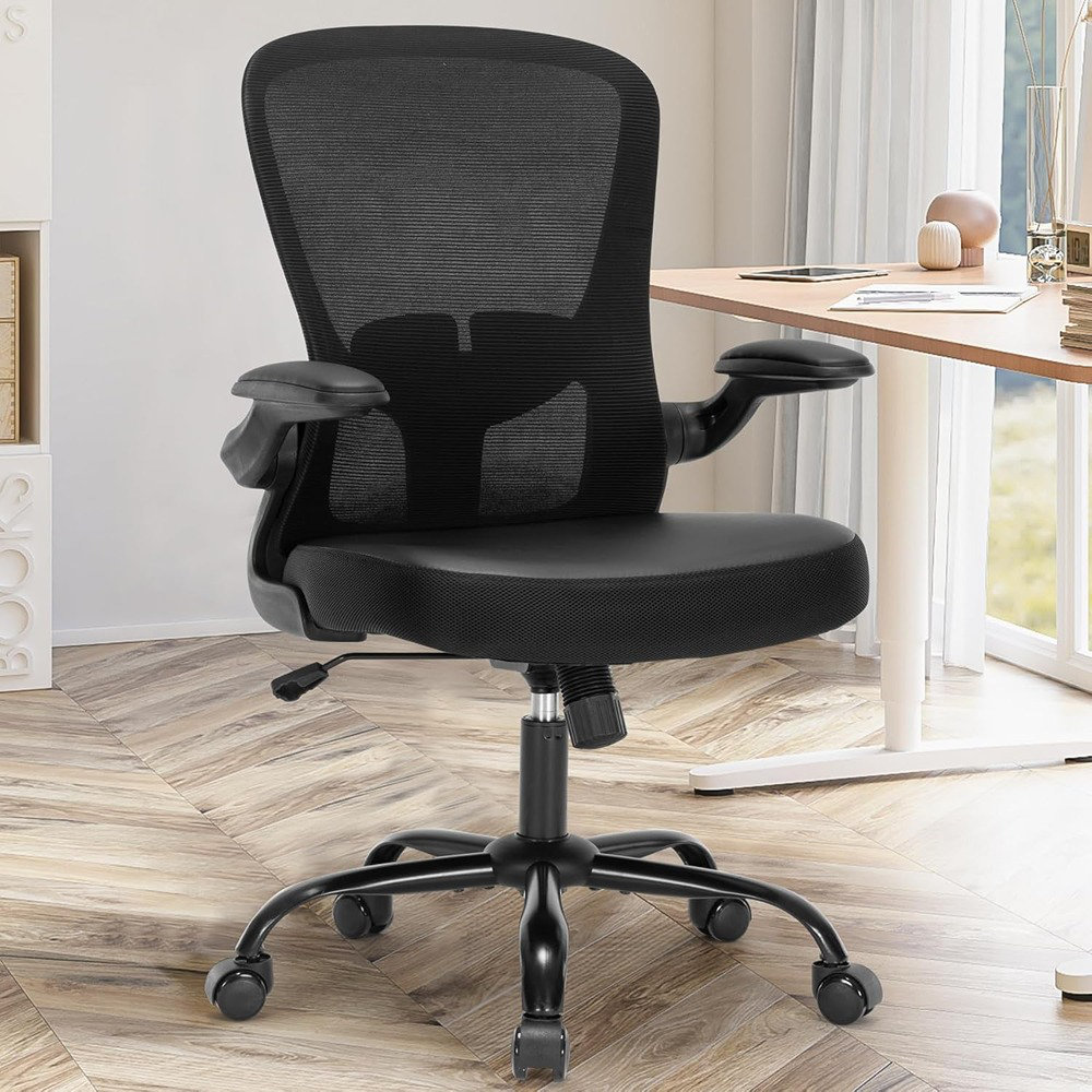 Inbox Zero Mesh Desk Office Chair With Lumbar Support,PU Leather ...