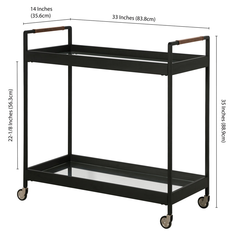Latitude Run® Riyo 33" Wide Rectangular Bar Cart in Blackened Bronze ...