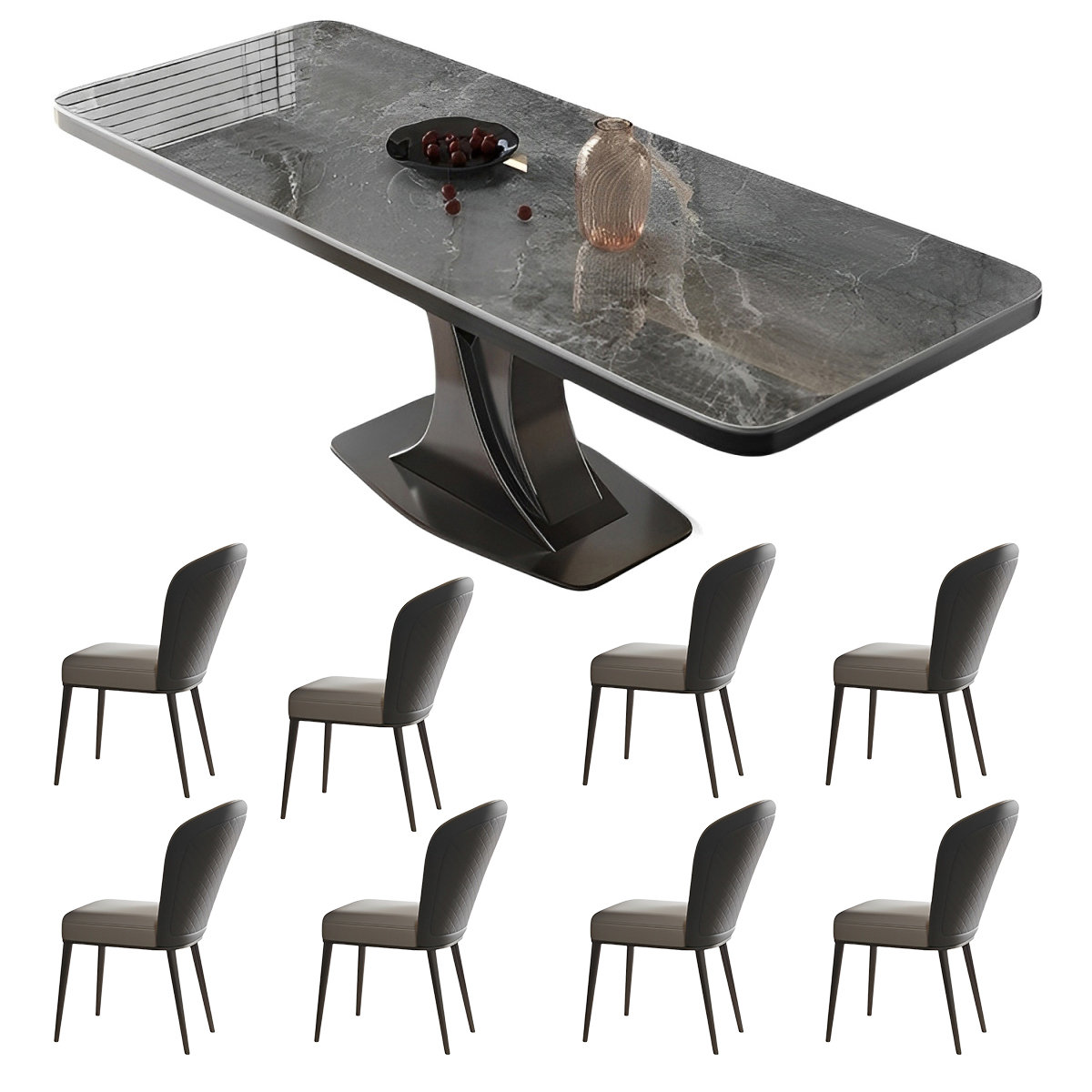 Elamer Simple modern rock slab dining table and chair set - Wayfair Canada