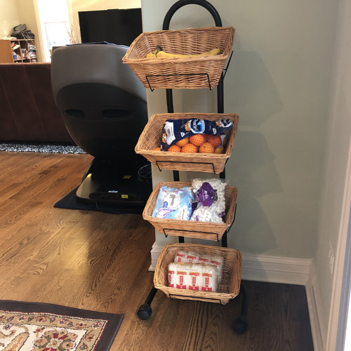 Bayou Breeze® 4 Tier Basket Stand Wicker Basket Bakery Rack Produce ...