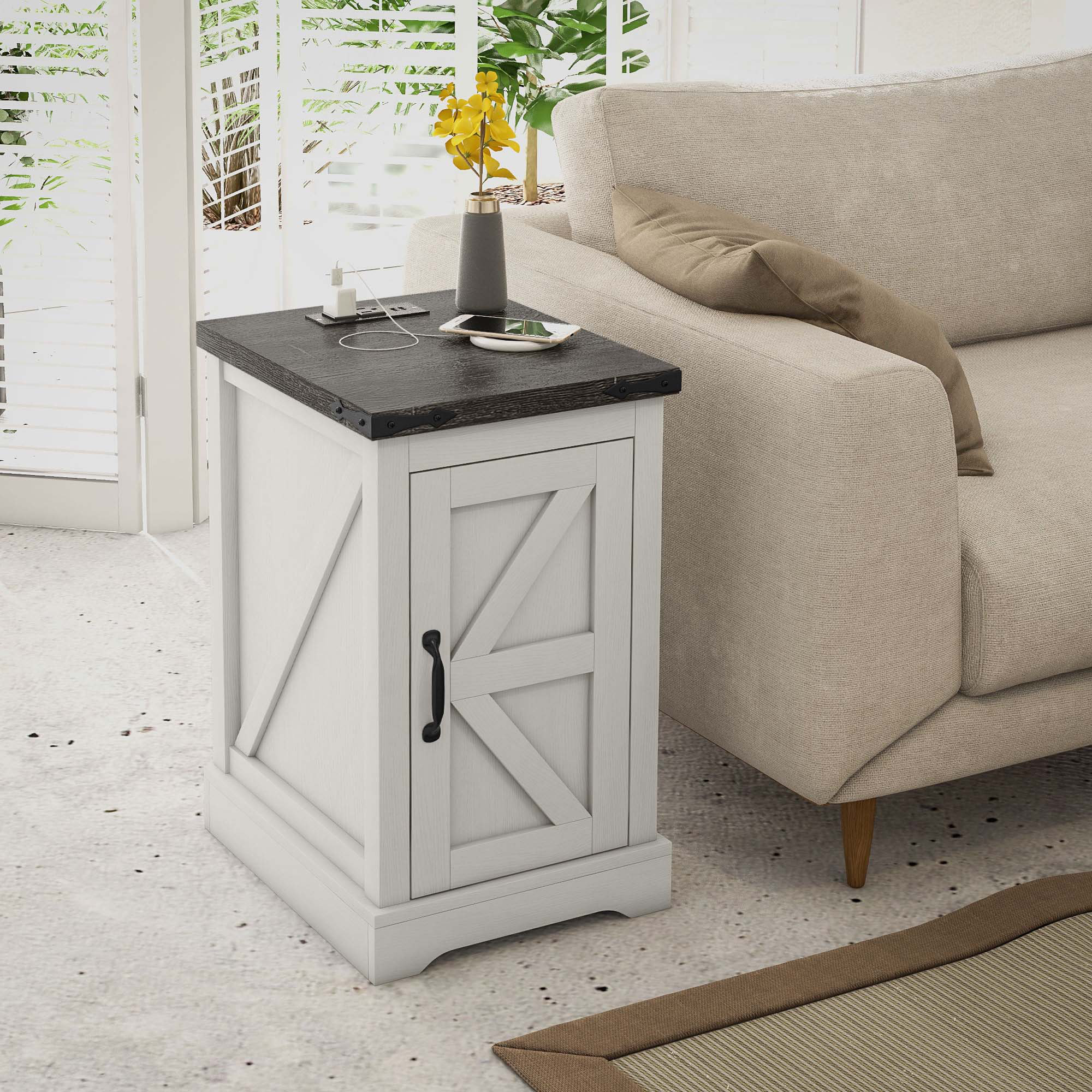 August Grove® End Table With Charging Station And USB Ports,Farmhouse ...