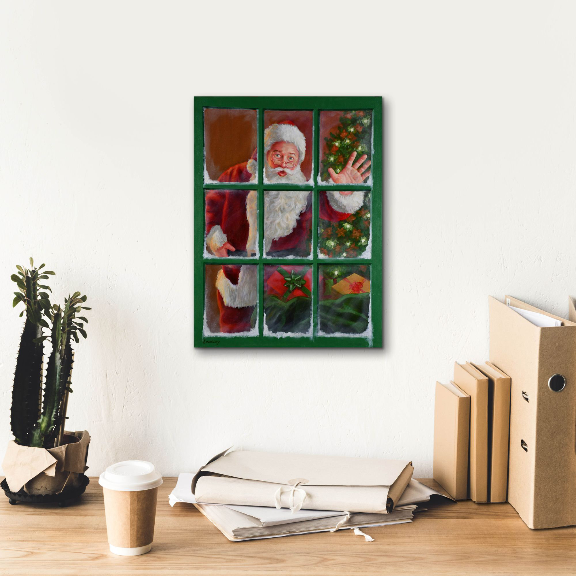 The Holiday Aisle® Yurith Santa Window 4 On Canvas by David Lindsley ...