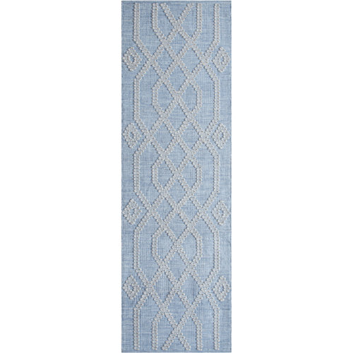 CompanyC Cable Geometric Handwoven Blue Indoor / Outdoor Use Area Rug ...