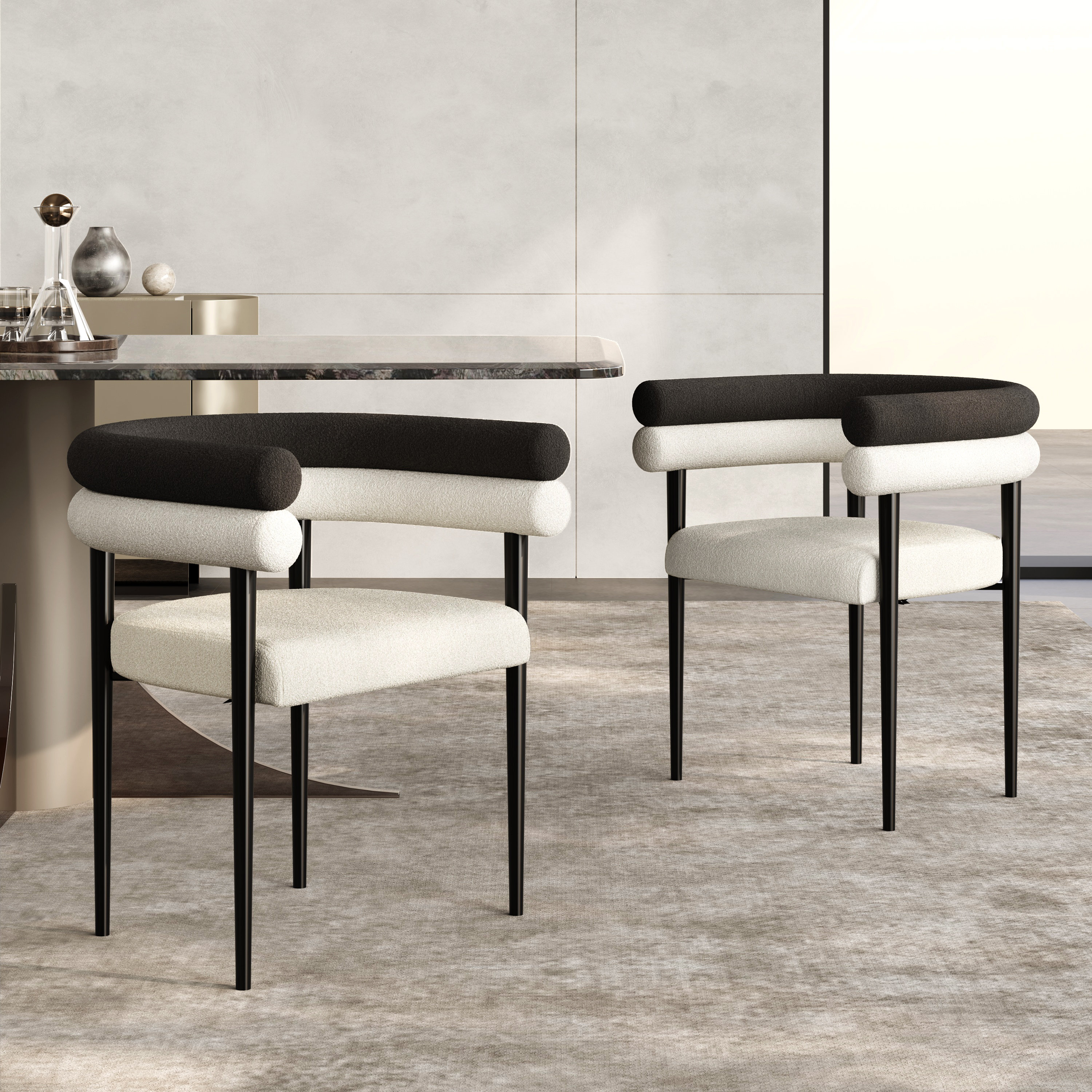 Ivy Bronx Dining Chairs Upholstered Arm Chairs With Backrests and Metal ...