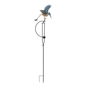 Arlmont & Co. 52.25" Tall Metal Flying Hummingbird Rocking Stake "Teal ...