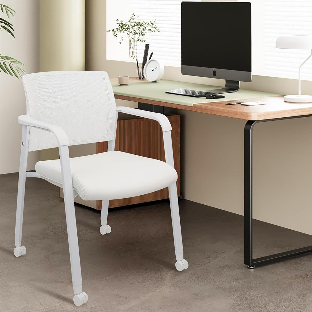 MAXAYA Stacking Office Chairs With Wheels | Mesh Back, Thicken ...