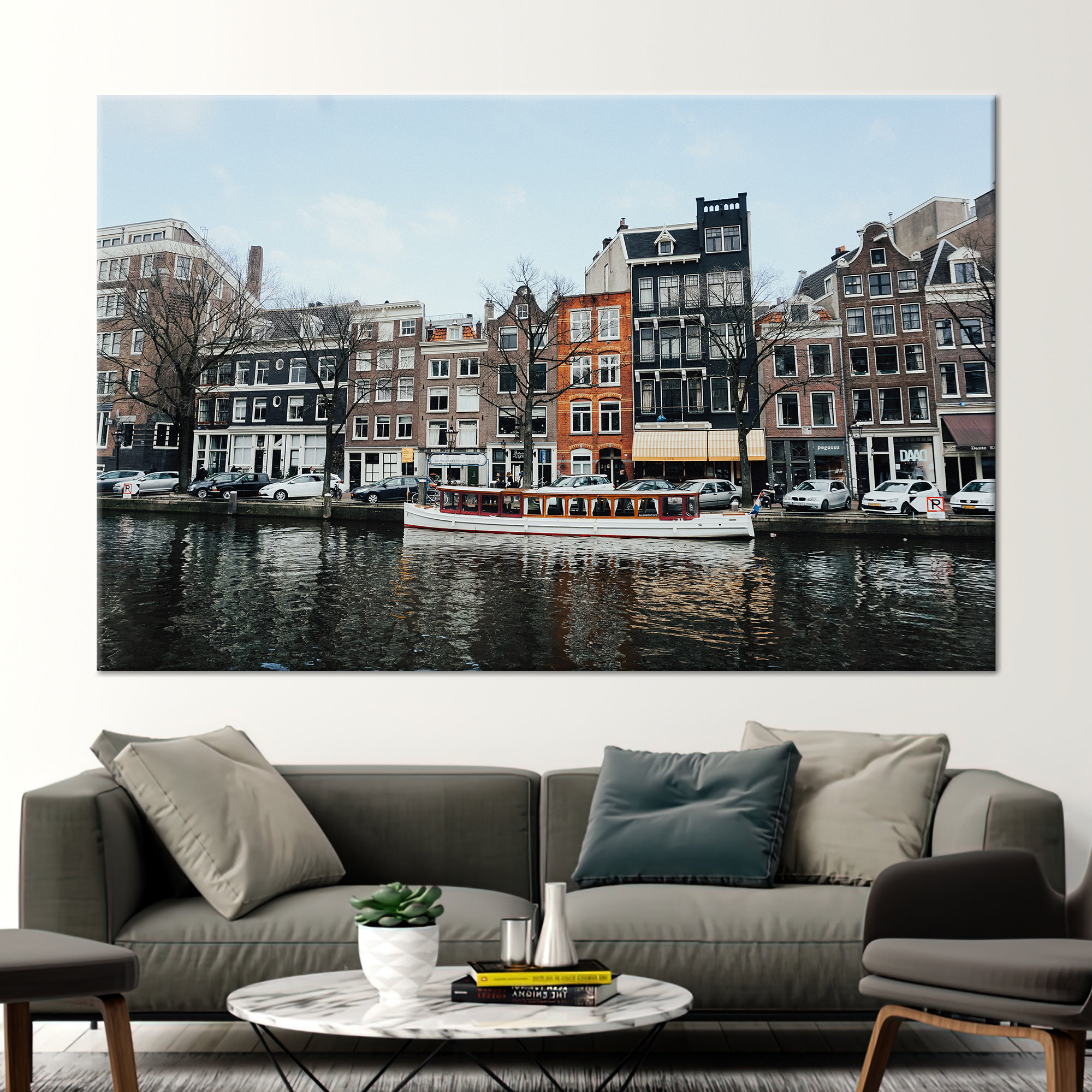kayra export Amsterdam Winter Scene 3D Canvas Wall Art - Modern ...