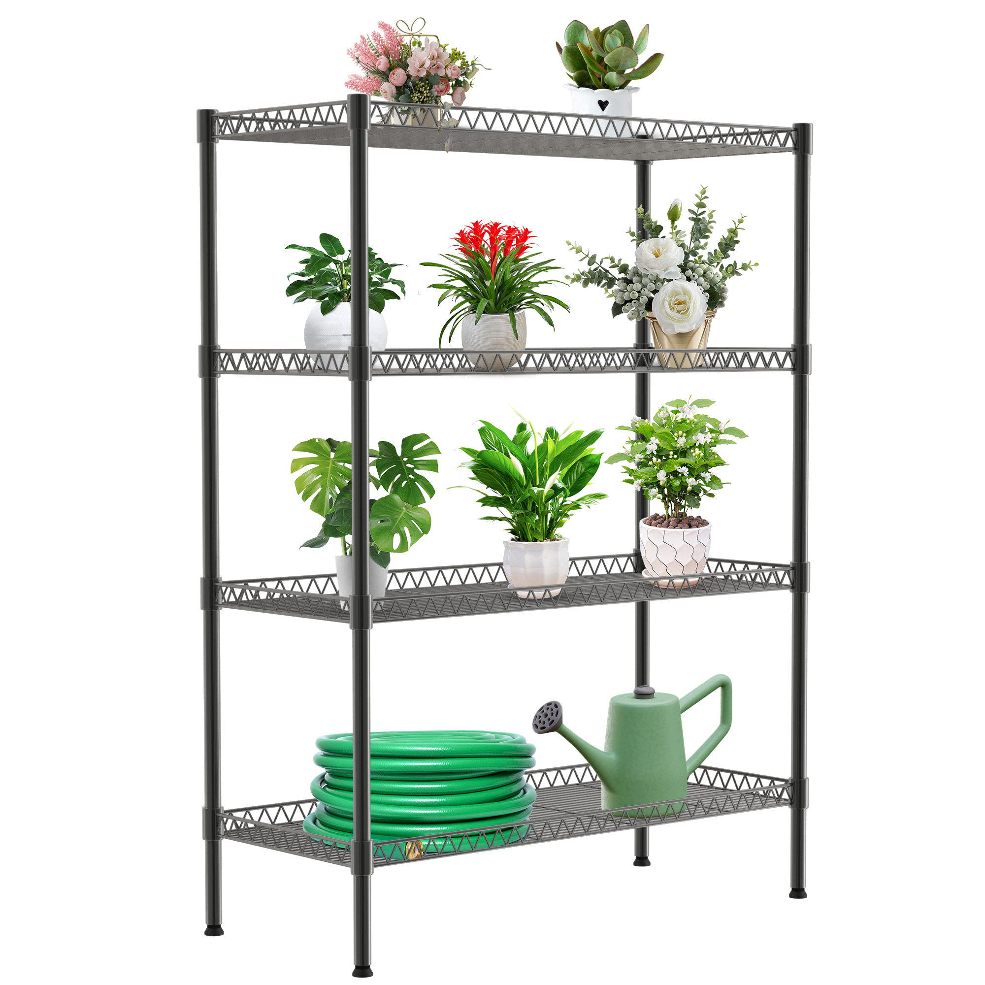 Rebrilliant Mulina Adjustable 4-Shelf Shelving Unit Steel Wire Rack ...
