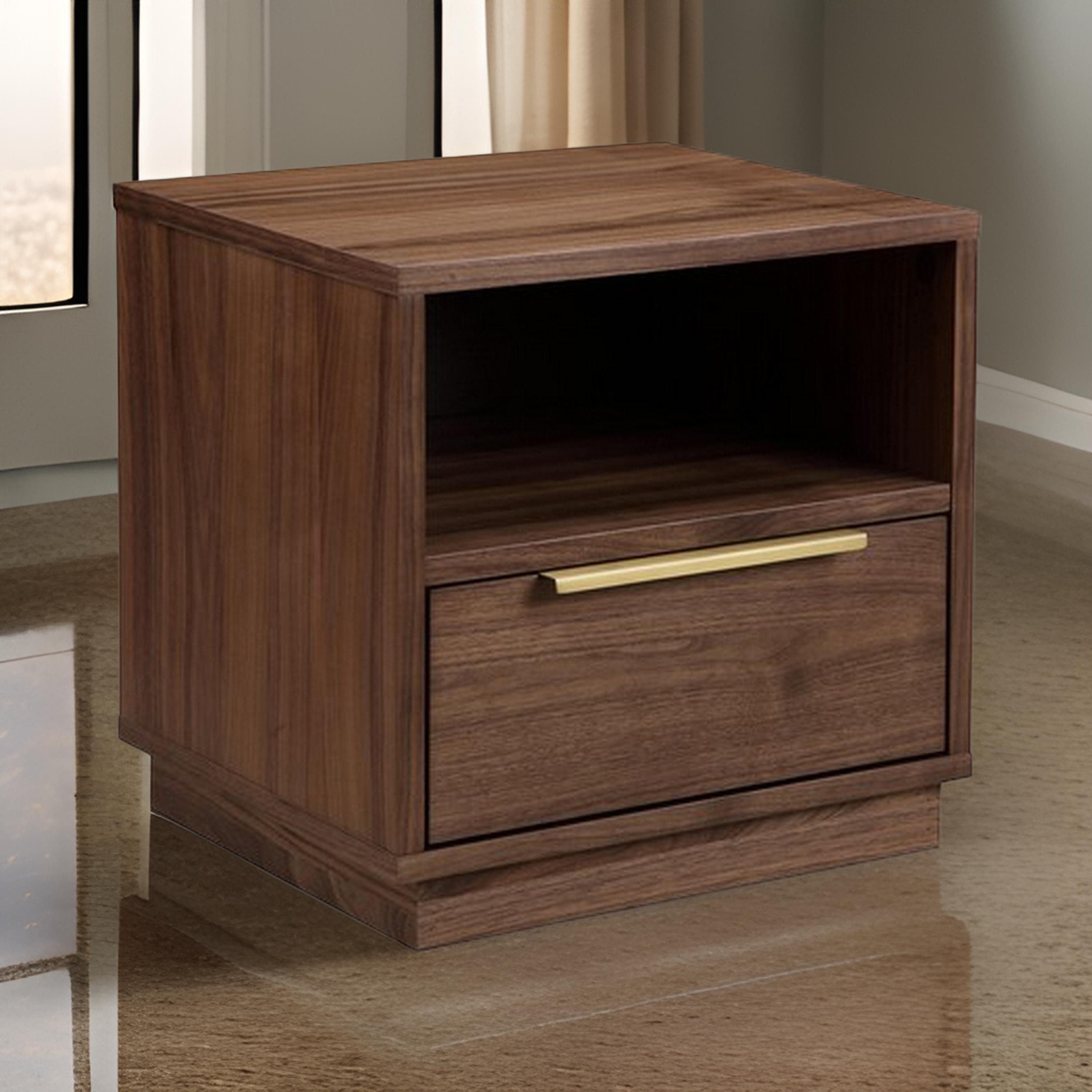 Hokku Designs Qemail Tommy Nightstand, 1 Drawer with Handle, 1 Storage ...