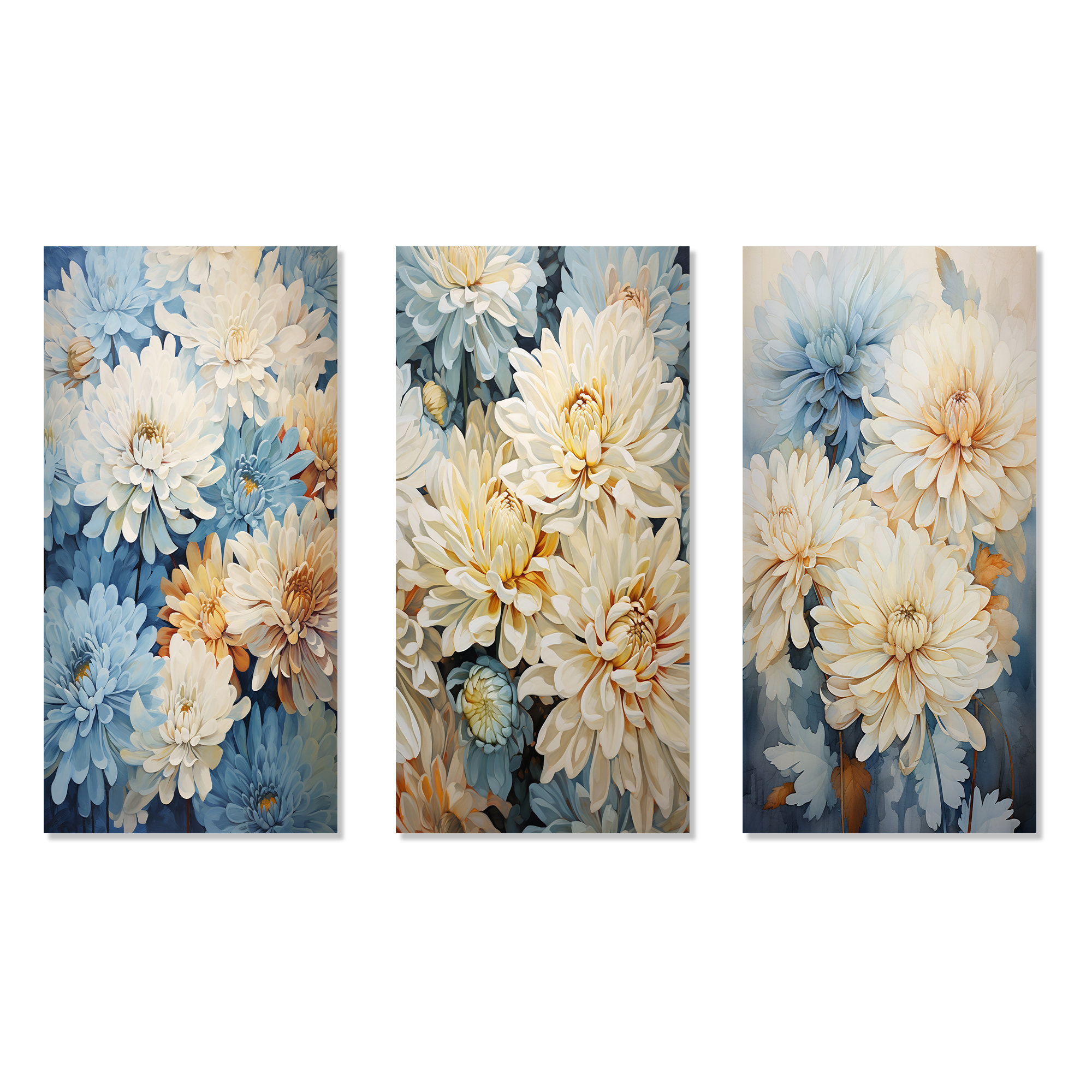 Lark Manor™ Minimalism Mums Painting In Blue And Gold - Mums Metal Wall ...