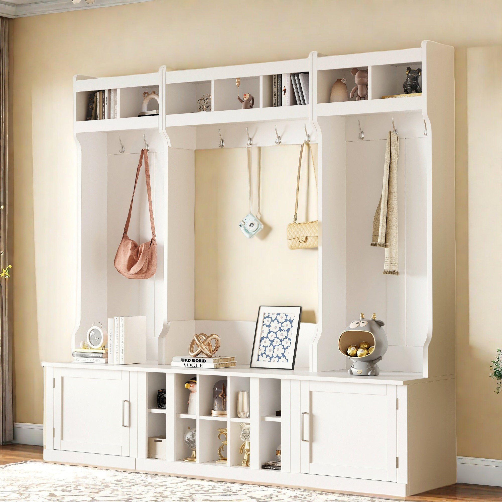 Red Barrel Studio® 4-in-1 Multi-functional Hall Tree With Coat Rack ...