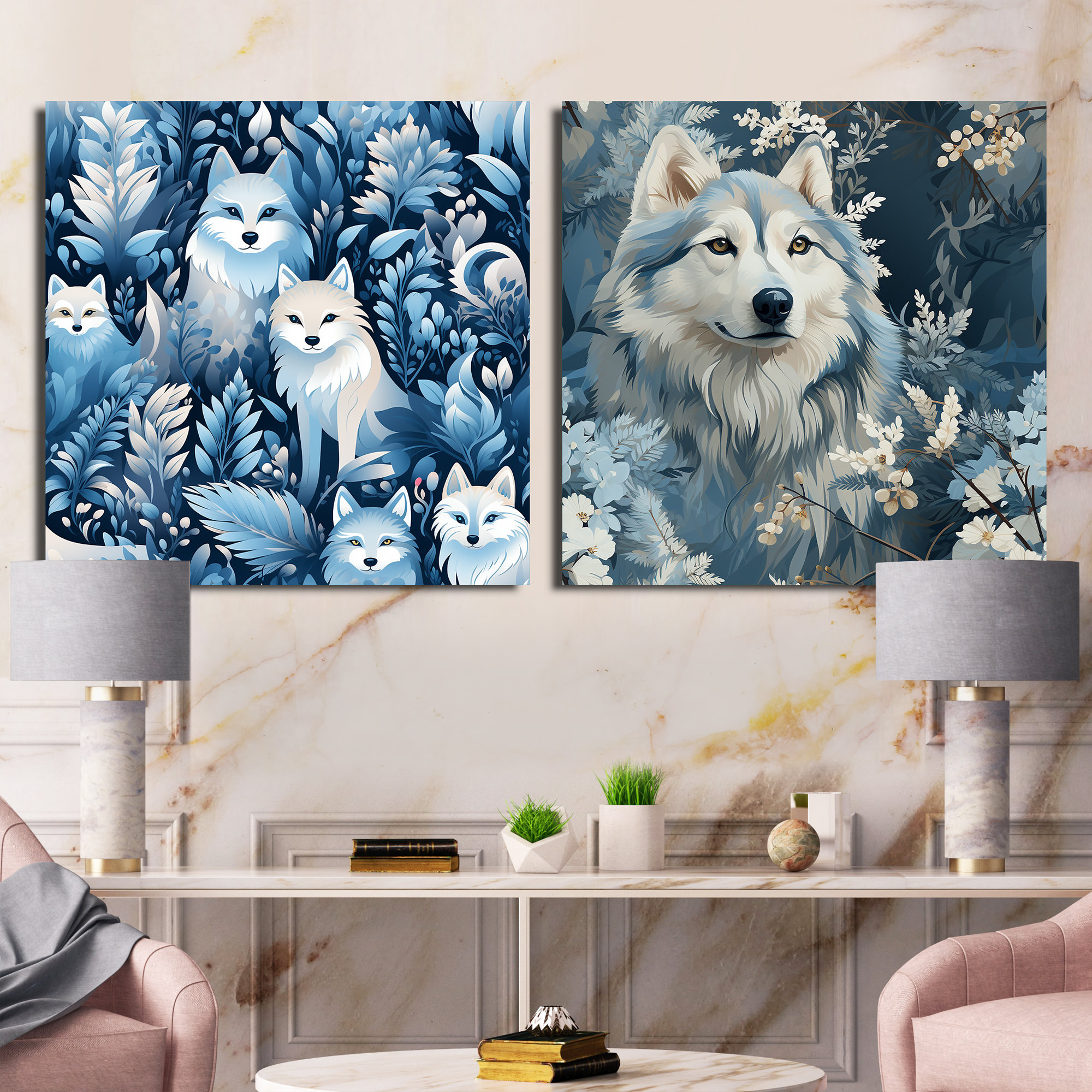 Millwood Pines Artic Blue Husky Animal Print Pattern - Animals Dog ...