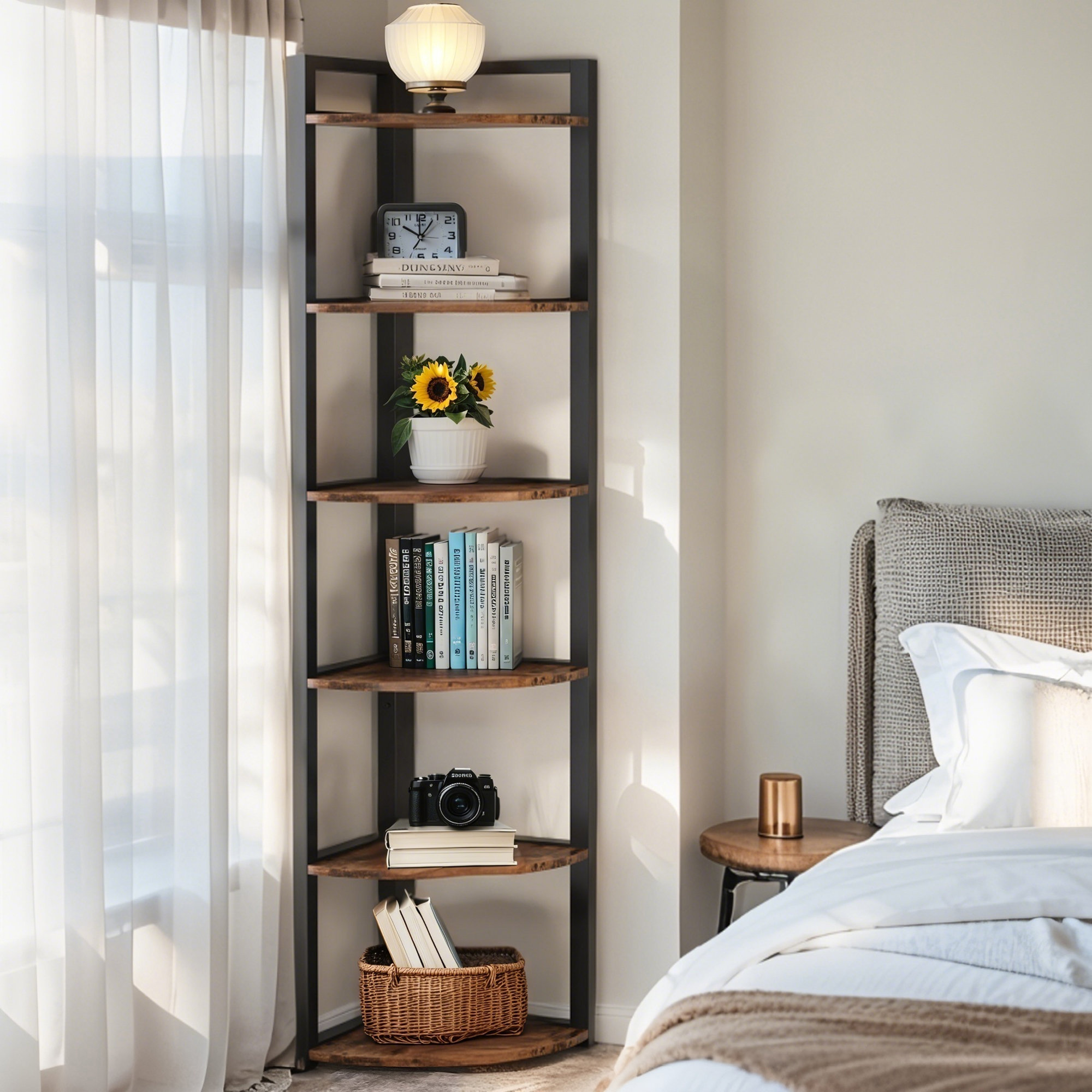 17 Stories 6-Tier Corner Bookcase, 70.9 Inch Tall Corner Bookshelf ...