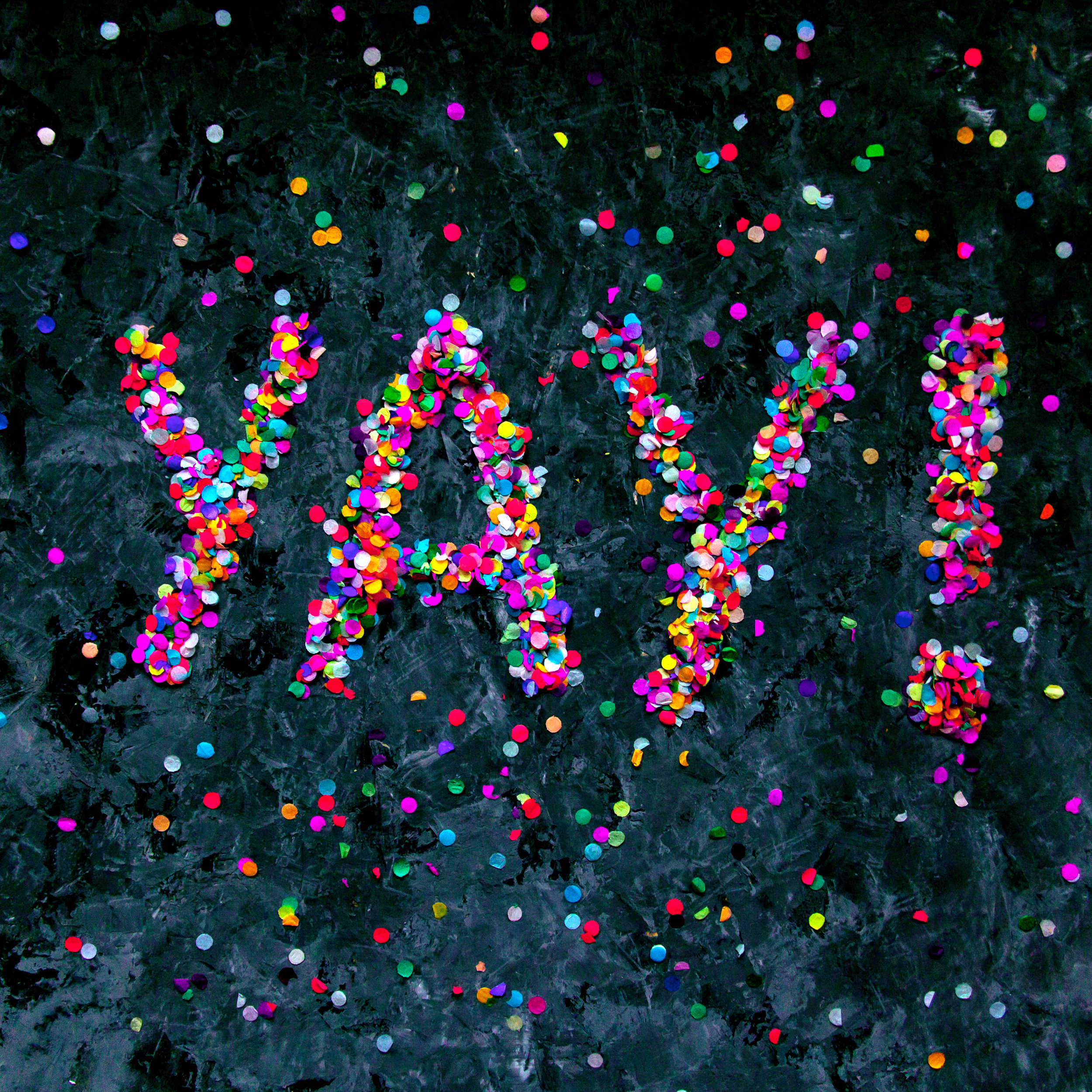 Ebern Designs Interjection 'Yay!' Made Of Colourful Confetti On Black ...