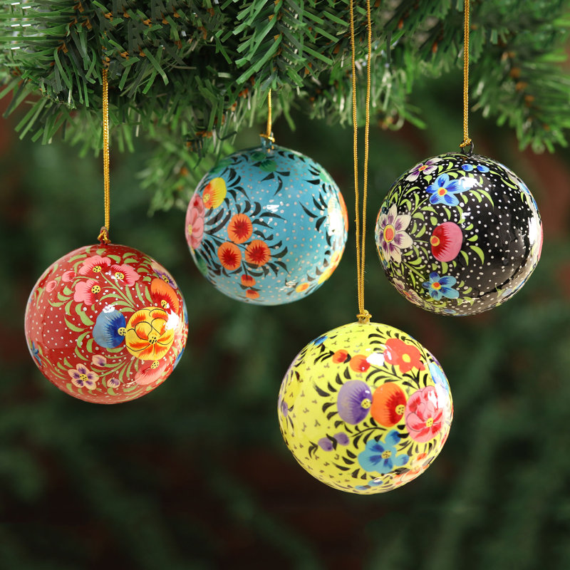 The Holiday Aisle® 4 Piece Hand Painted Ball Ornament Set & Reviews ...