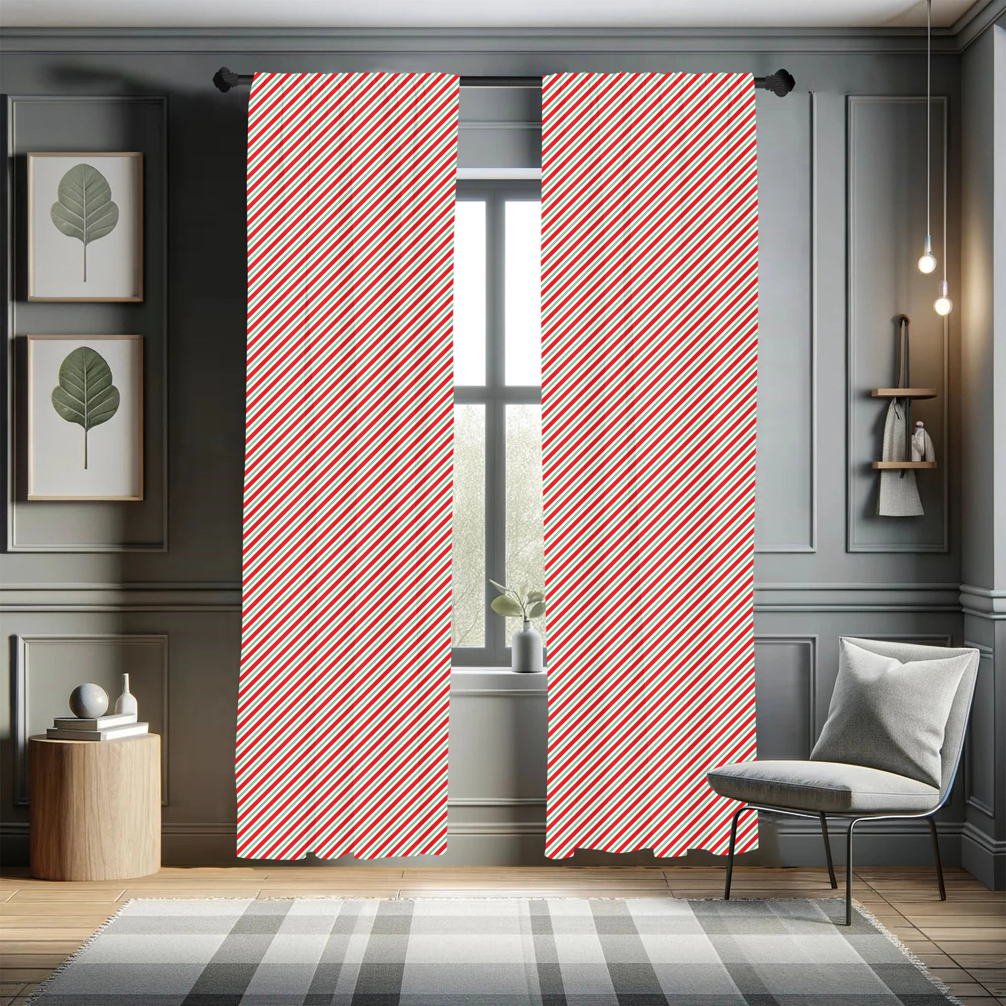 East Urban Home Candy Cane Semi-Sheer Rod Pocket Sliding Panel | Wayfair