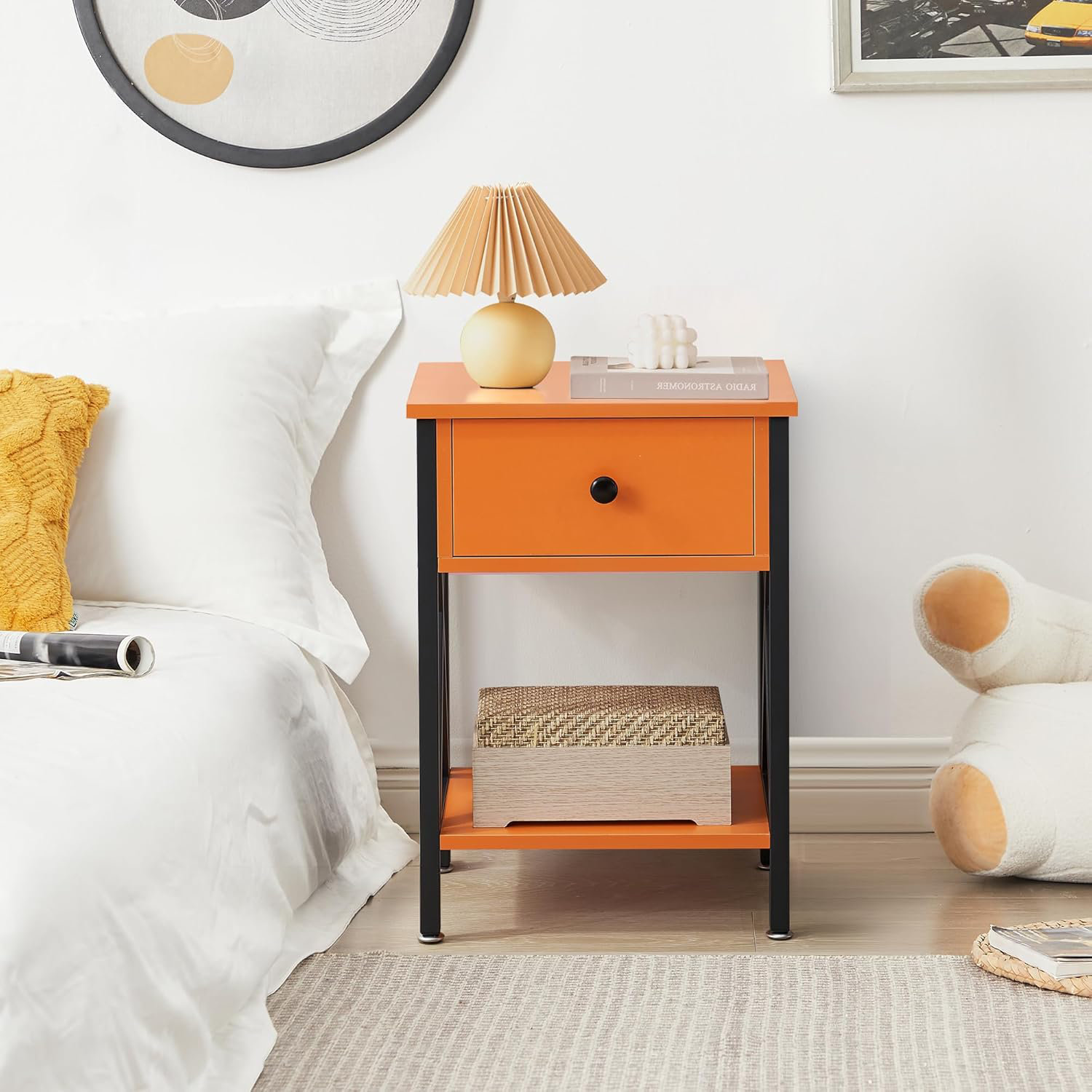 17 Stories Barry Modern Nightstand With Drawer & Shelf, Industrial ...