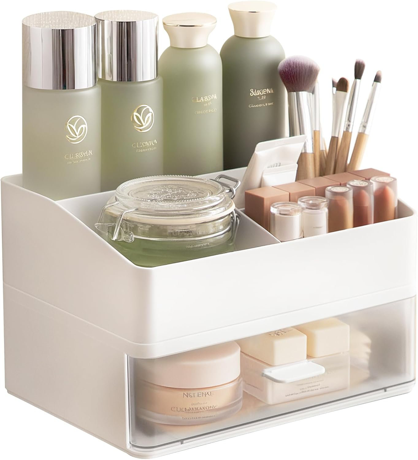 Rebrilliant Cosmetic Display Cases With 1 Drawers And 1 Tray Stackable ...