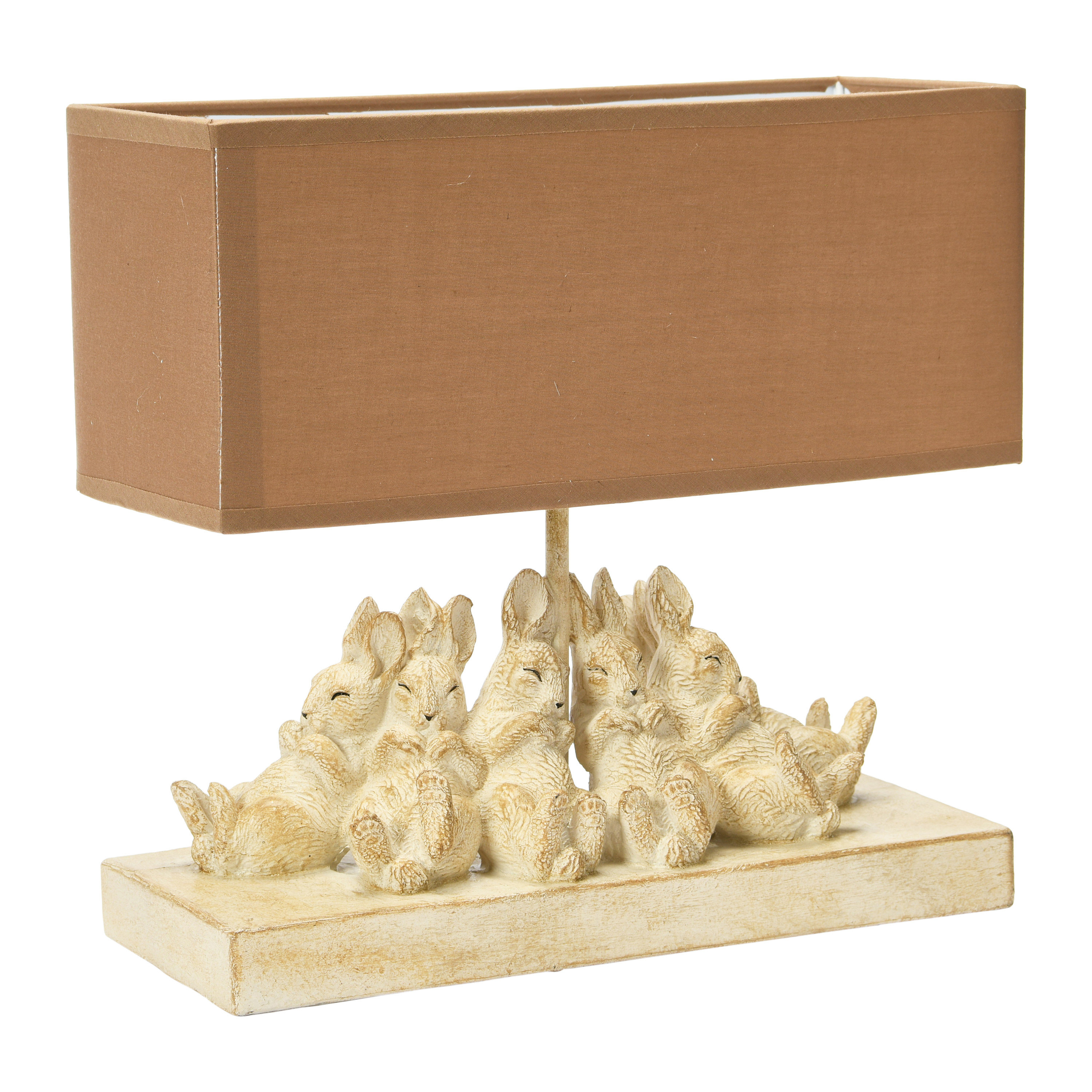 Winston Porter Ekkehard Resin Rabbit Table Lamp with Rectangle Linen ...