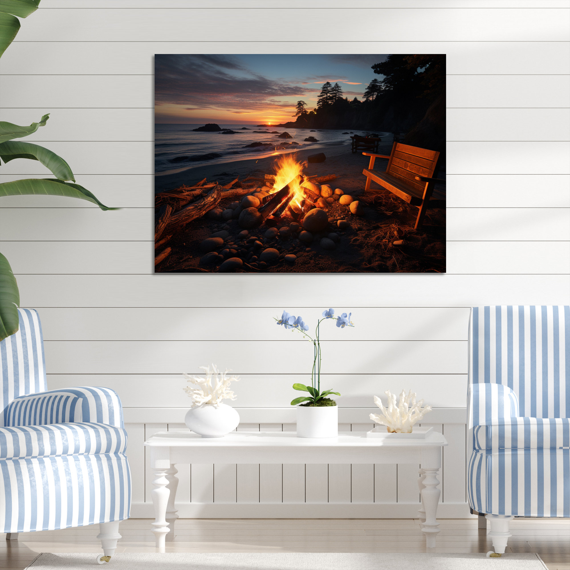 Latitude Run® Beach Photo Beach Bonfire IV - Nautical & Beach Metal ...