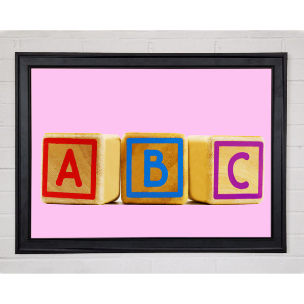Ebern Designs Three Alphabet Blocks Pink - Single Picture Frame Art ...