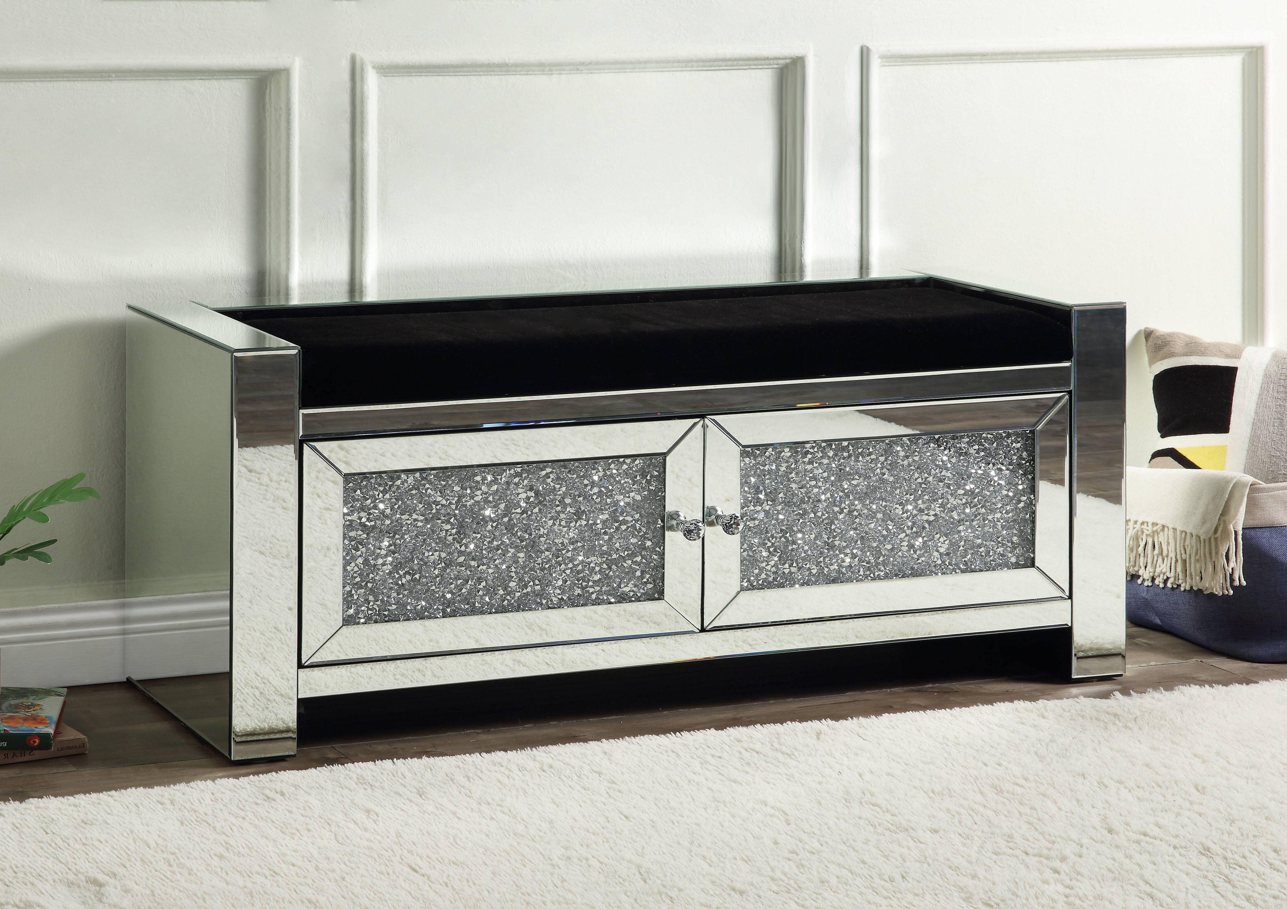 Everly Quinn Antaniyah Faux Leather Upholstered Storage Bench in Black ...