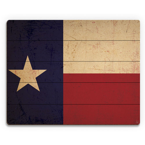 Click Wall Art Texas Flag Vintage On Wood Print | Wayfair