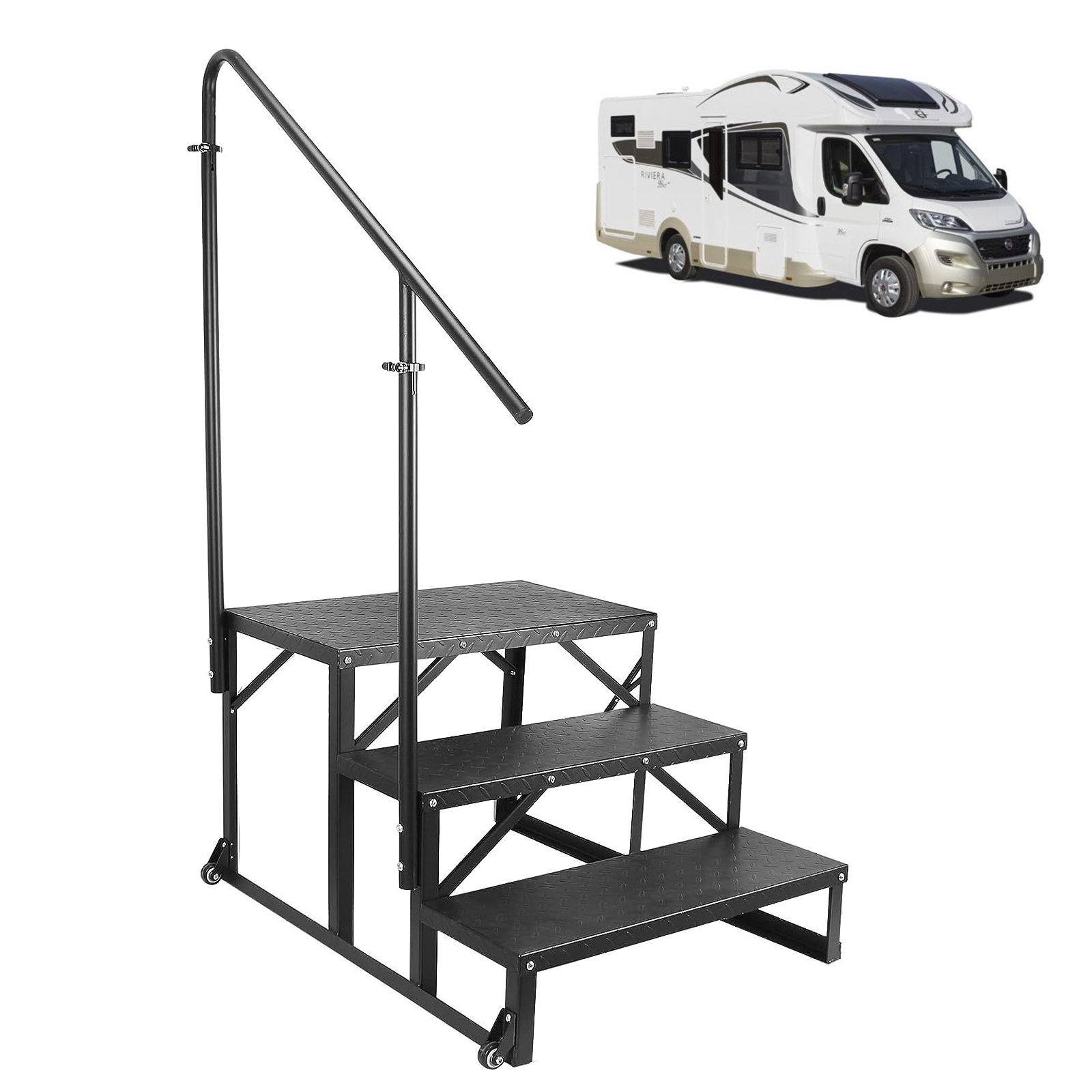 WFX Utility™ Rv Steps With Handrail,hot Tub Steps With Handrail,mobile ...