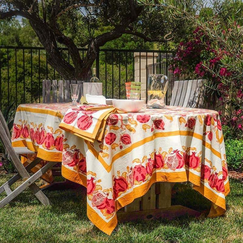 Birch Lane™ Toscani Red/Orange/White Tablecoth - Rectangular | Wayfair