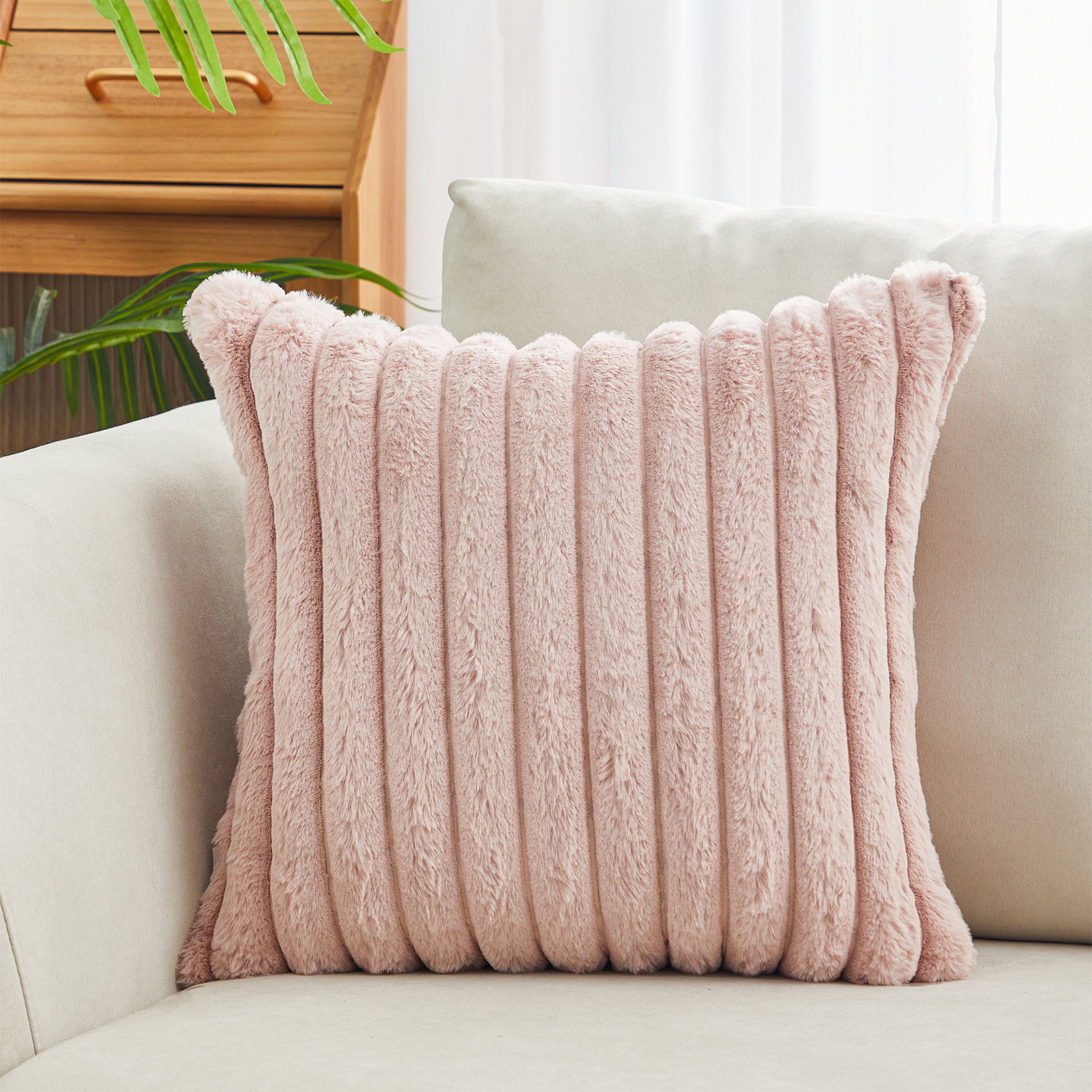 WARISI Faux Fur Lines Square Pillow Cover & Insert & Reviews | Wayfair