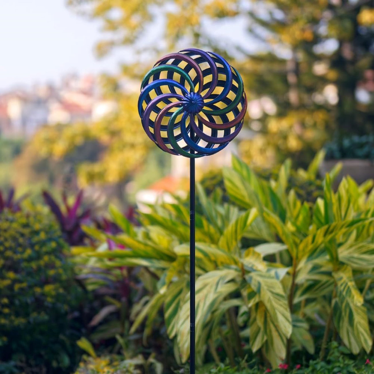 Arlmont & Co. Wind Spinner Outdoor 13 Inches Dia Rainbow Metal Kinetic ...