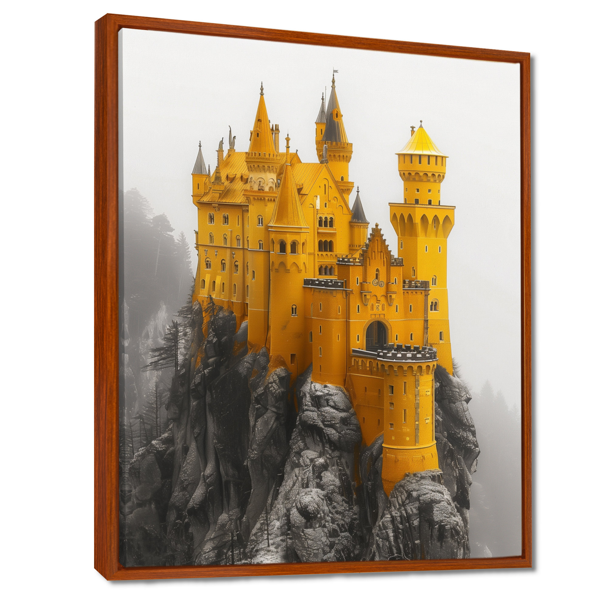 Winston Porter Monochrome Fortress Castle In Mountain I - Castles Wall ...