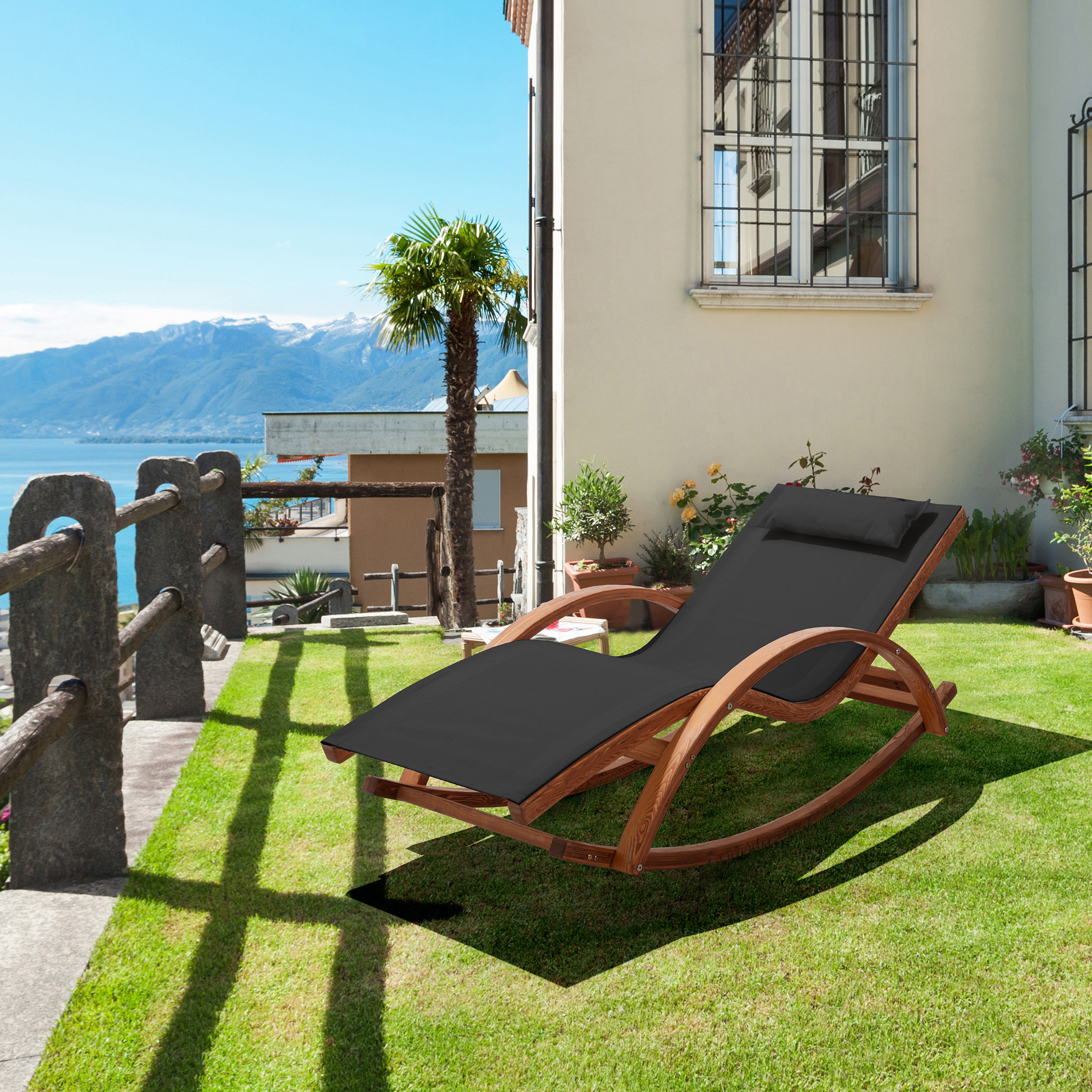 Deko Living Outdoor Cedar Wood Patio Lounge Chair with PVC-Coated ...