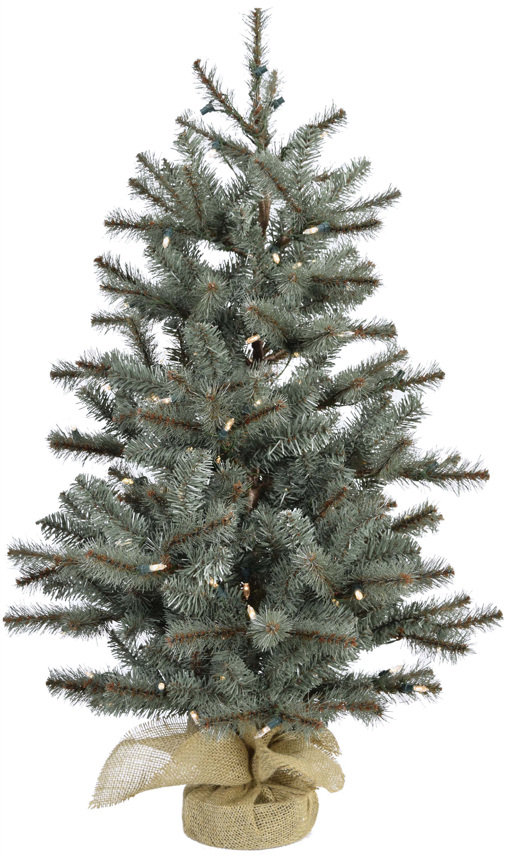 Fraser Hill Farm 3' Green Pine Artificial Christmas Tree with 150 Clear ...