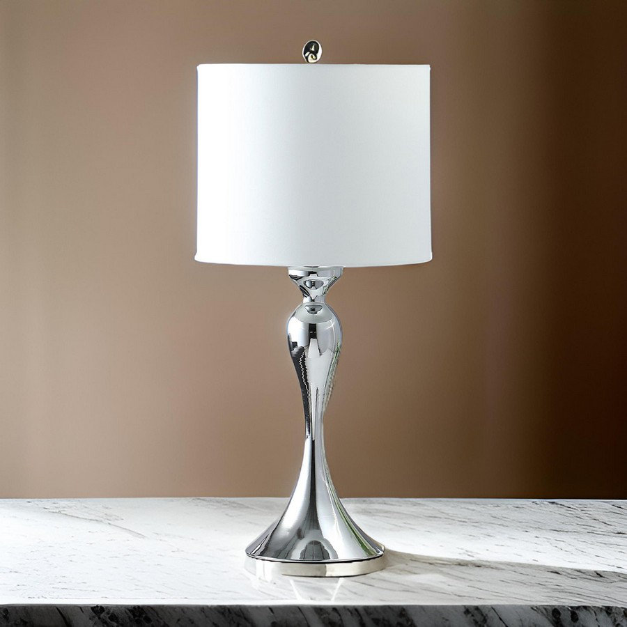 Wade Logan Azurae 25 Inch Table Lamp, Drum White Shade, Sleek Slender ...