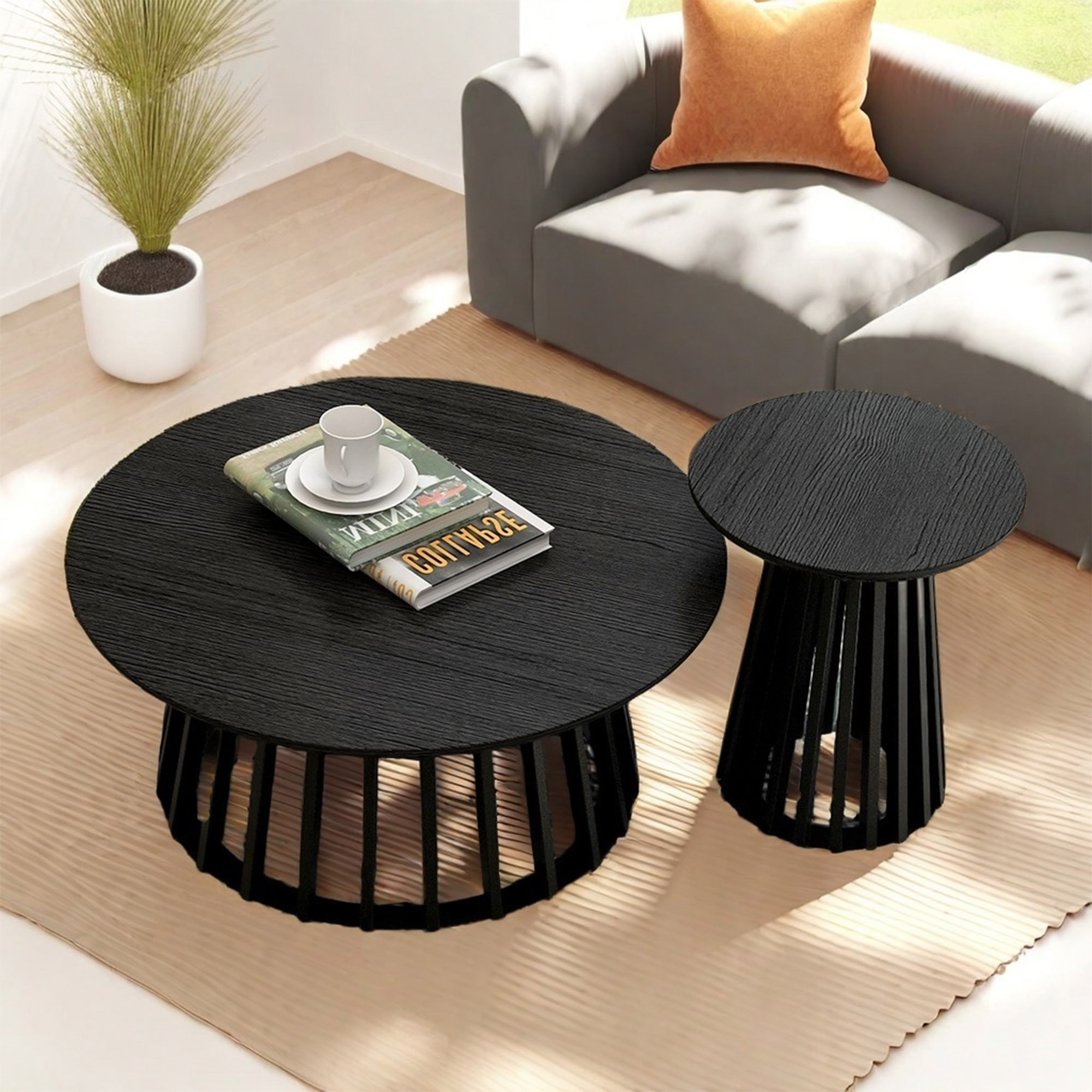 Ebern Designs Tamariana Round Coffee Table for Living Room, Grille ...