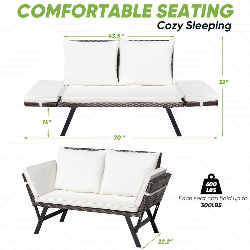 George Oliver Hoag 70'' Wicker Outdoor Patio Daybed & Reviews | Wayfair