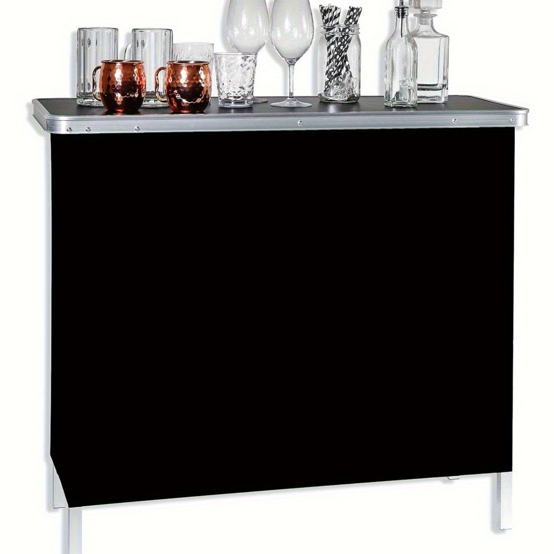 Wrought Studio Portable Black Aluminum Display Counter With Storage ...