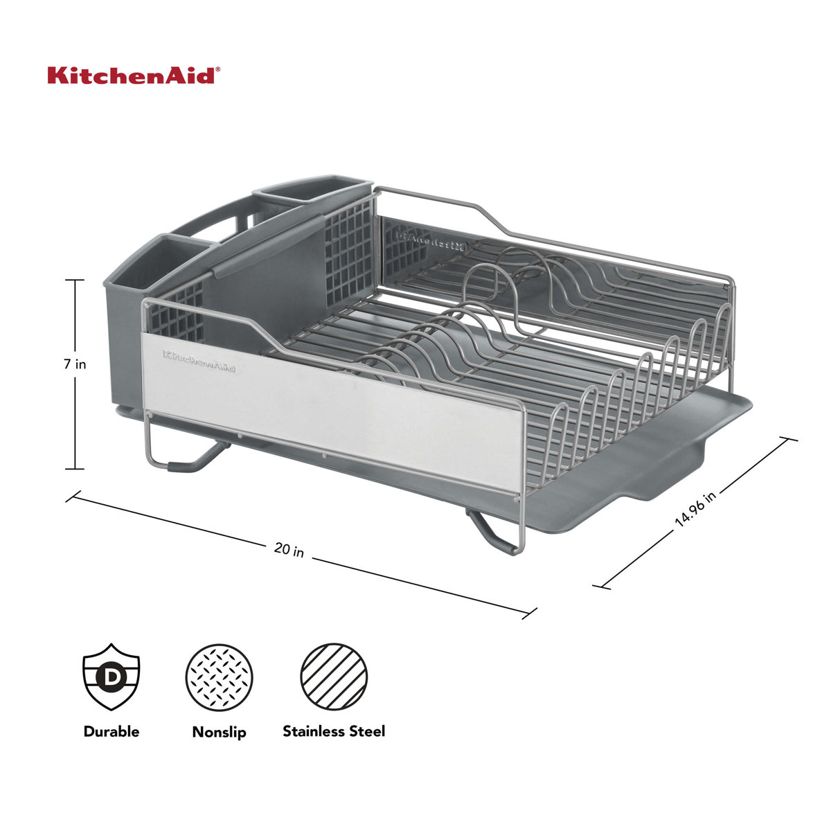 KitchenAid® Full Size Dish Rack, Light Grey & Reviews | Perigold