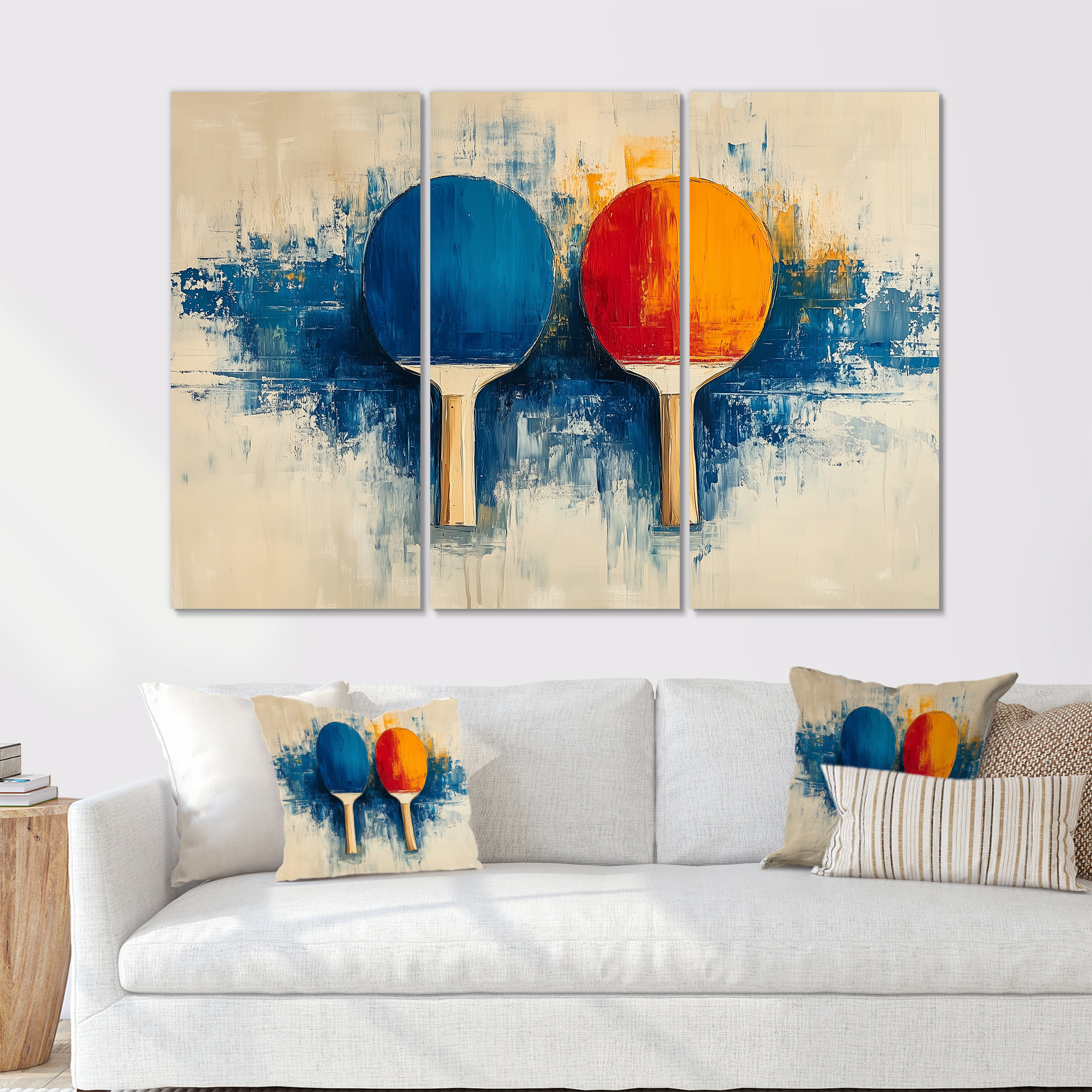 Ivy Bronx Blue Paddle Frenzy - Sport Pingpong Wall Decor Set | Wayfair