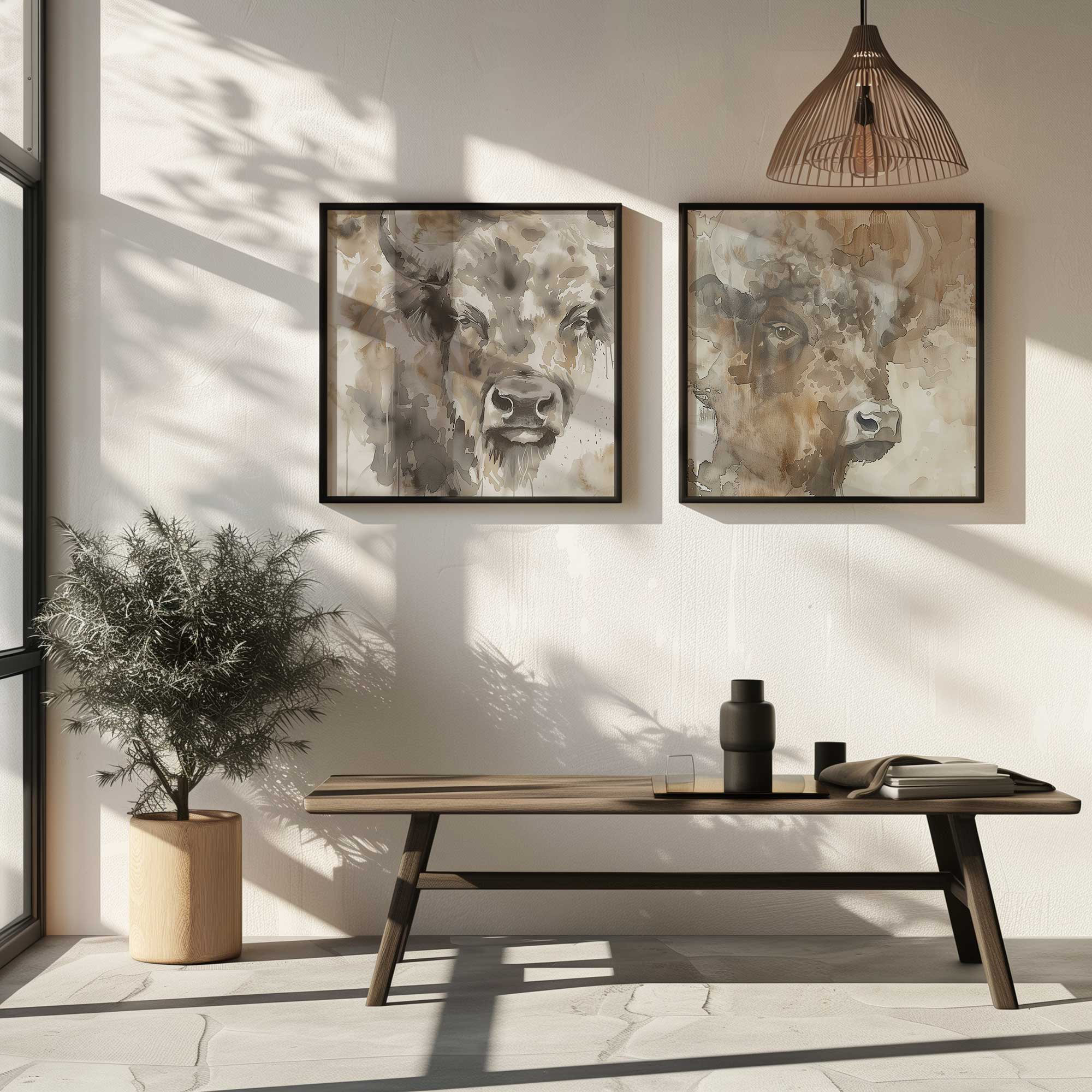 August Grove® Abstract Buffalo Portraits Set of 2 Prints | Wayfair