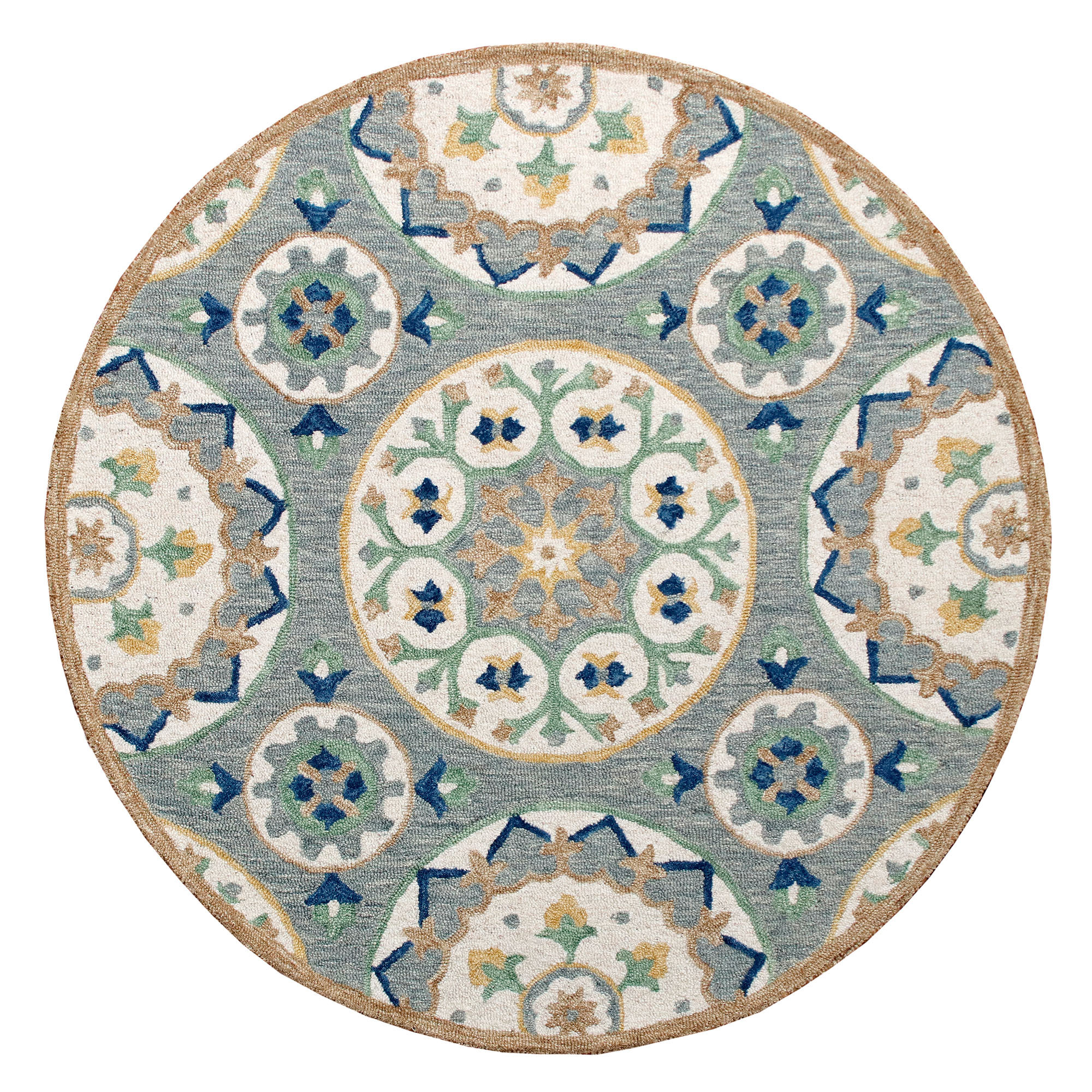 Bungalow Rose Round Rugsa Wool Area Rug with Non-Slip Backing | Wayfair