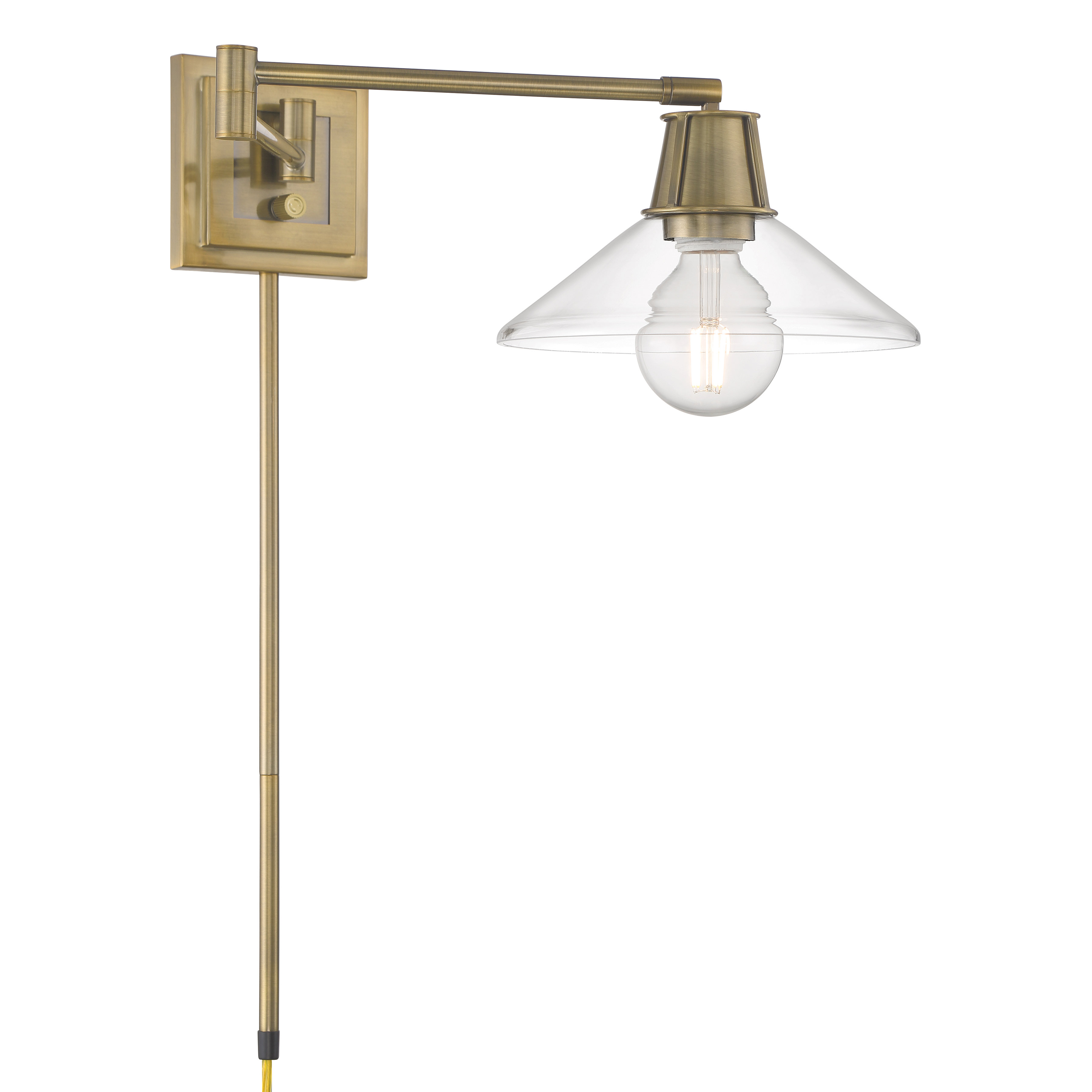 Everly Quinn Dillon 6.75'' High 1-Light Swingarm Sconce - Antique Brass ...