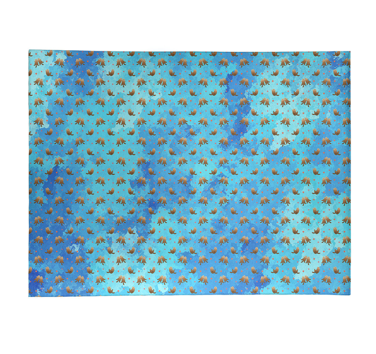 East Urban Home Sea Otters Deep Sky Blue/Dark Sea Green Area Rug | Wayfair